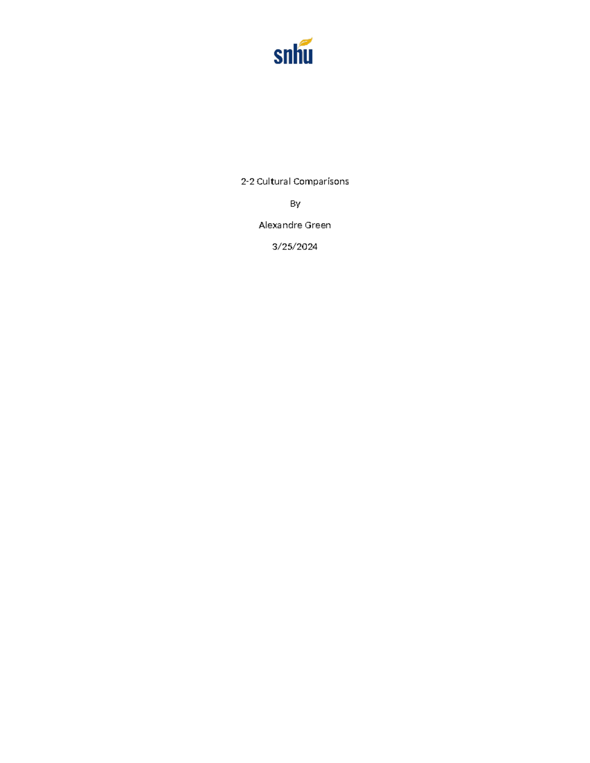 INT 220 Module Two Assignment - 2-2 Cultural Comparisons By Alexandre ...
