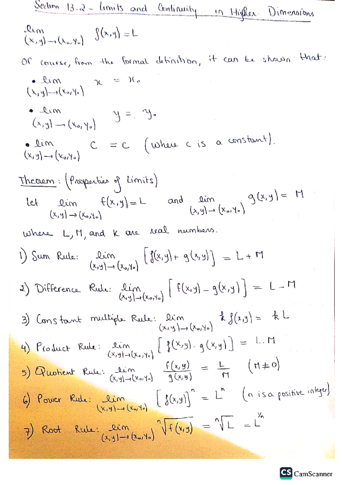 Section 13.2- Limits and Continuity in Higher Dimensions - Calculus 3 ...