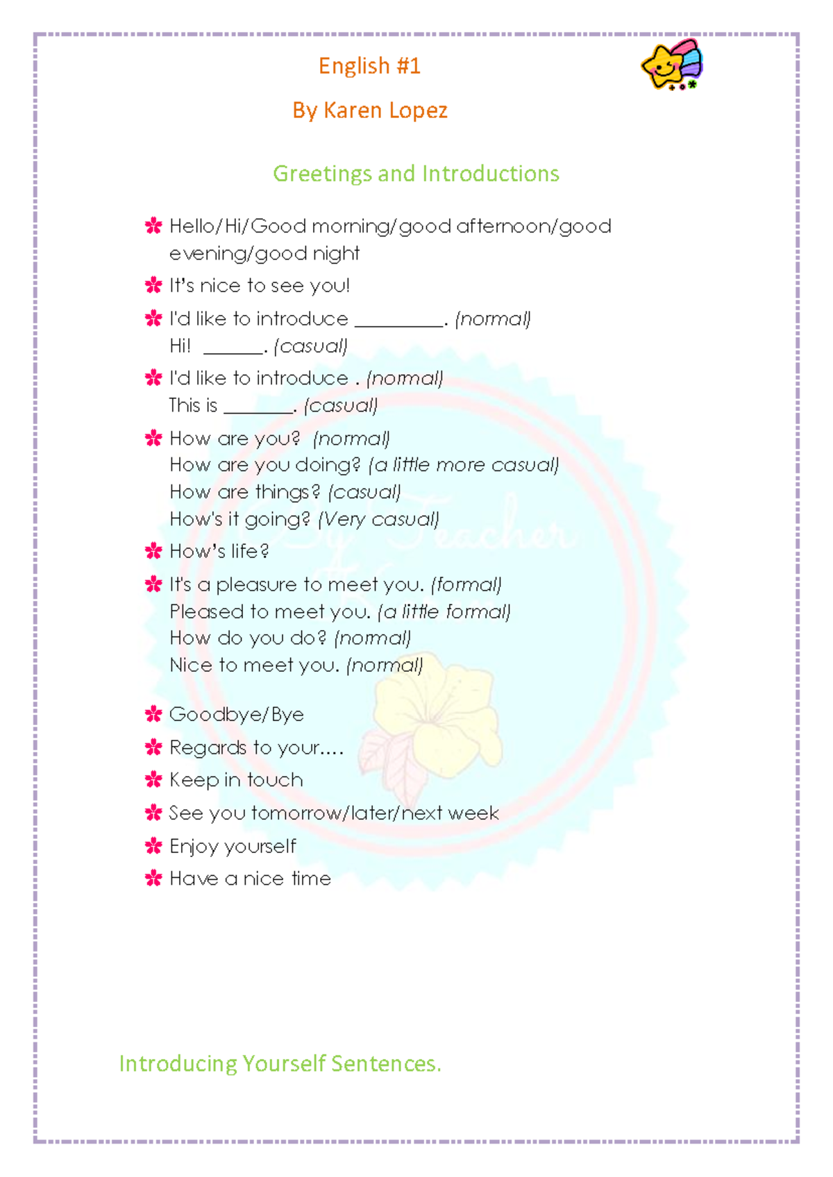 Introductions and greetings - English By Karen Lopez Greetings and ...