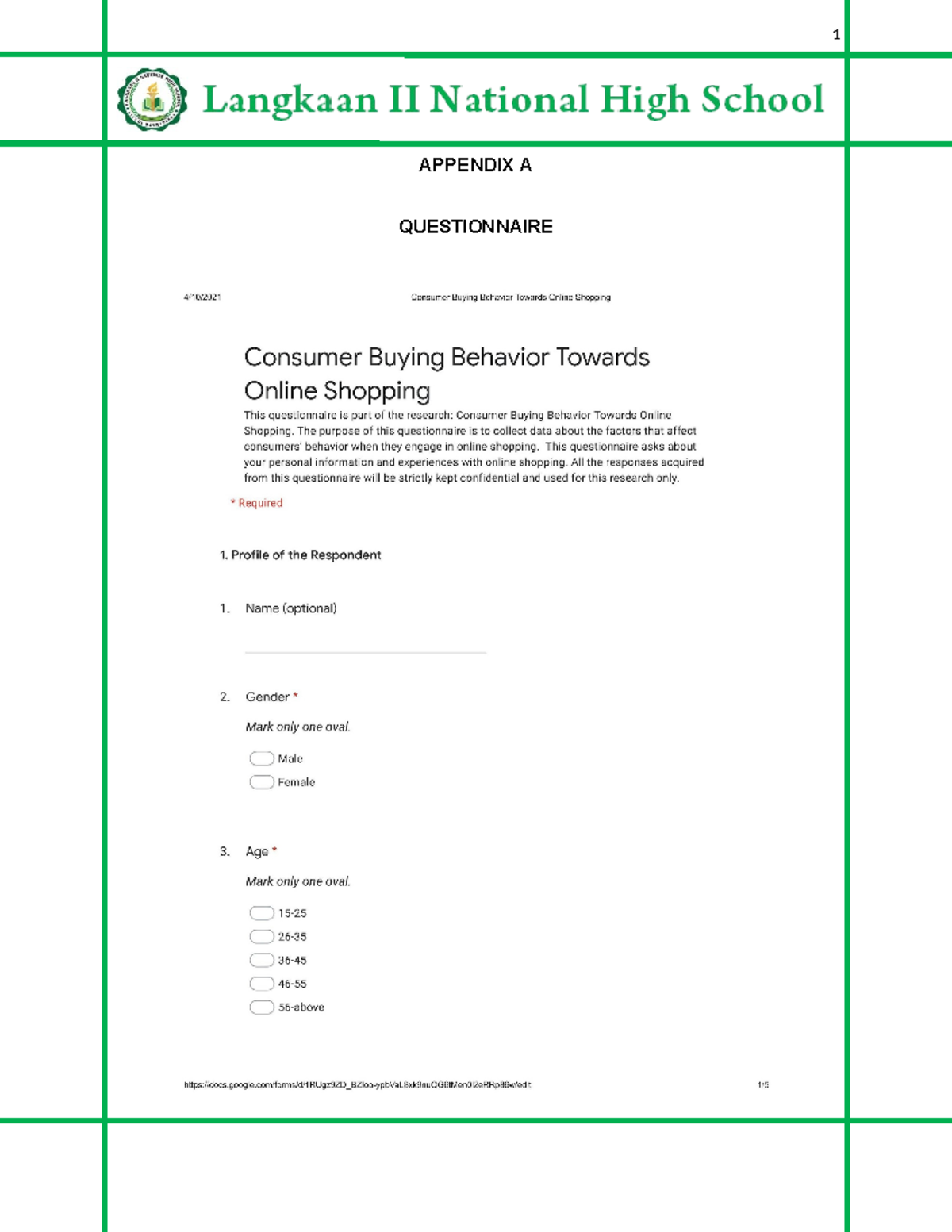 Appendix-Template - APPENDIX A QUESTIONNAIRE APPENDIX B CERTIFICATE OF ...