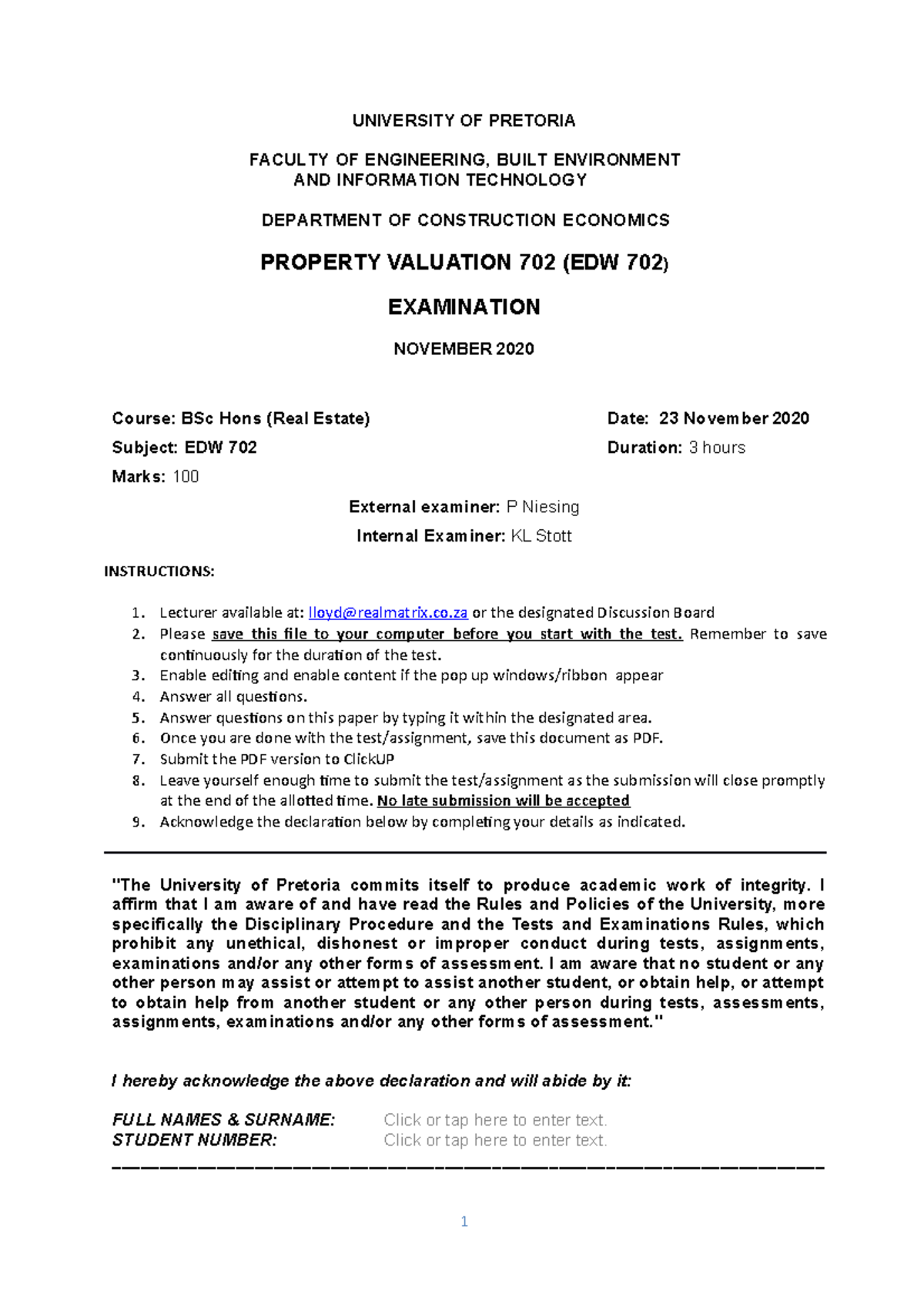 EDW Nov 2020 Exam - EDW EXAM ENTAILING EXAM DETIALS AND APPROACH TO ...