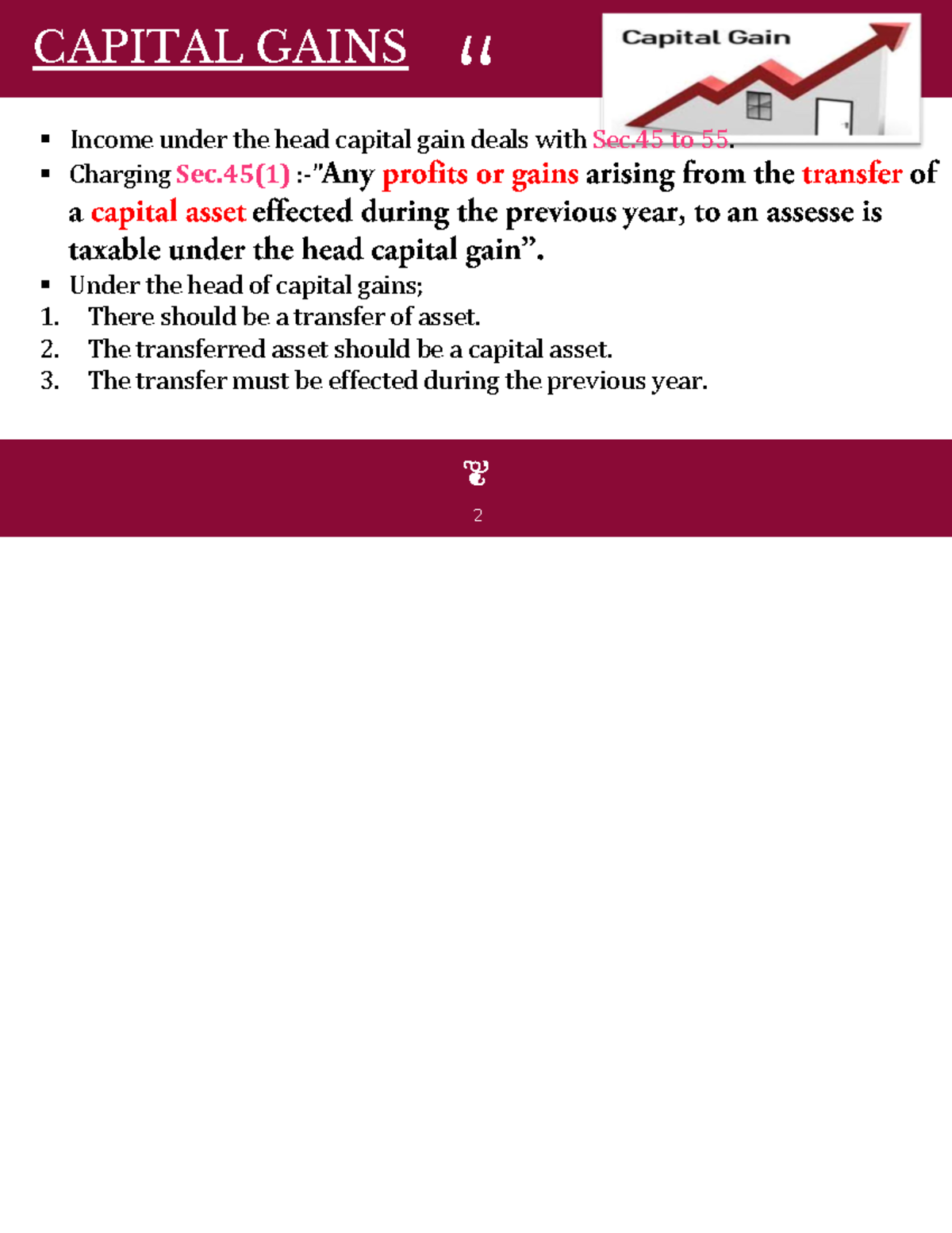 Income tax -seminar - Copy - “ CAPITAL GAINS Income under the head ... Income tax -seminar - Copy - “ CAPITAL GAINS Income under the head ...