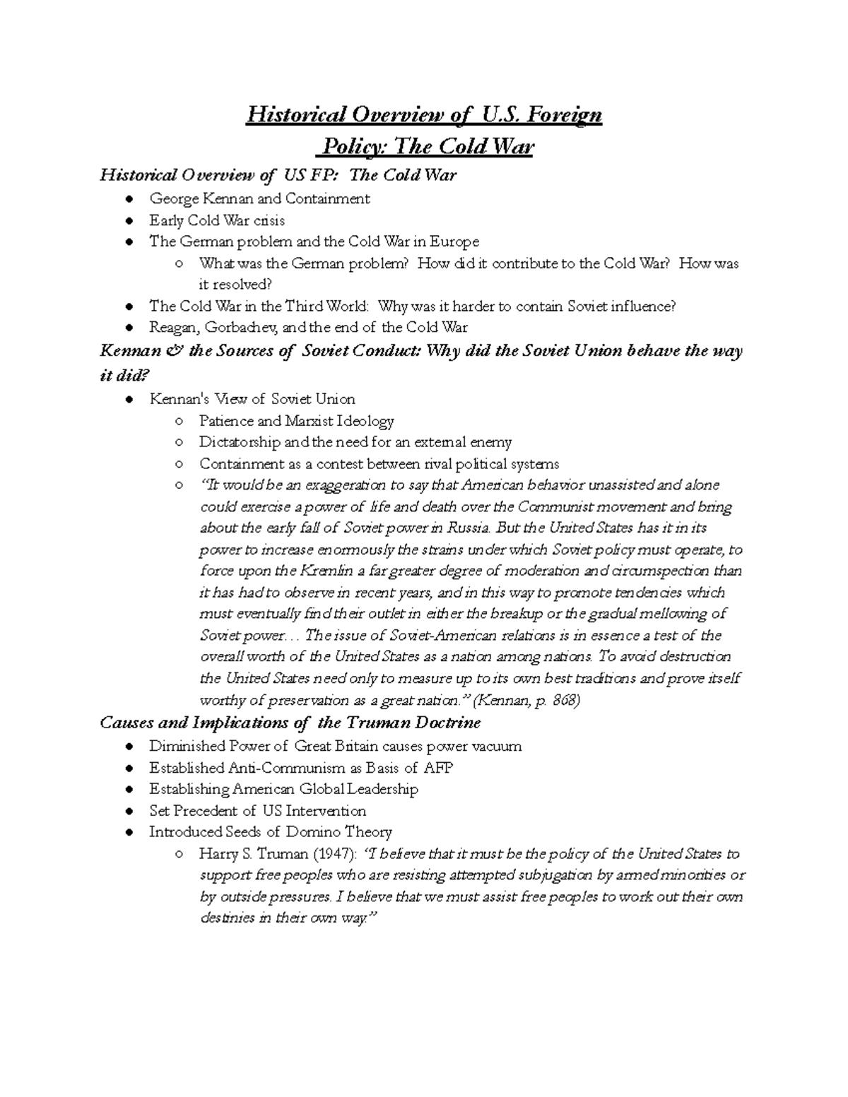 Gov Module 11 - notes - Historical Overview of U. Foreign Policy: The ...
