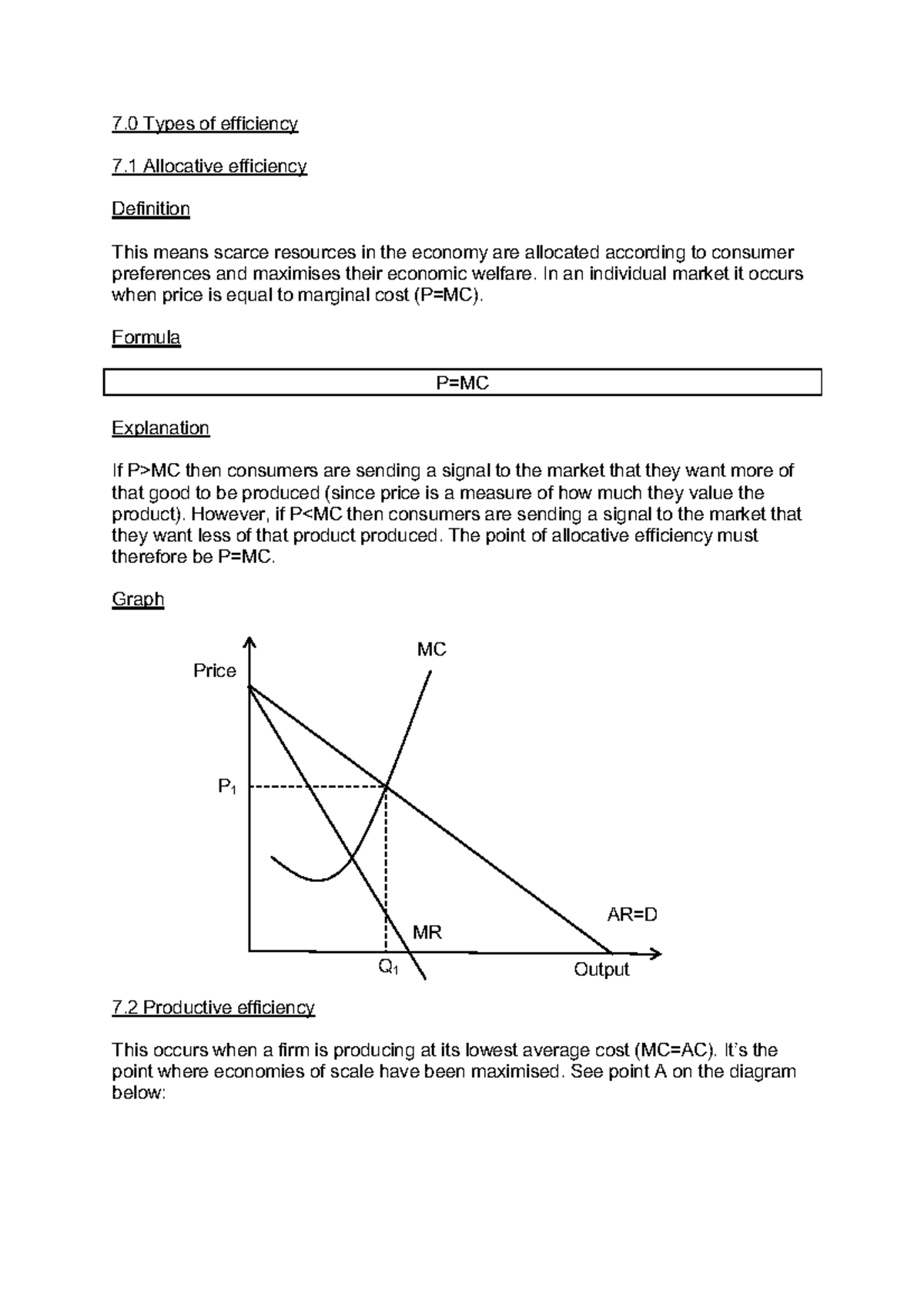 Types Of Efficiency - 7 .0 Types of efficiency 7 .1 Allocative efficiency Definition This means ...