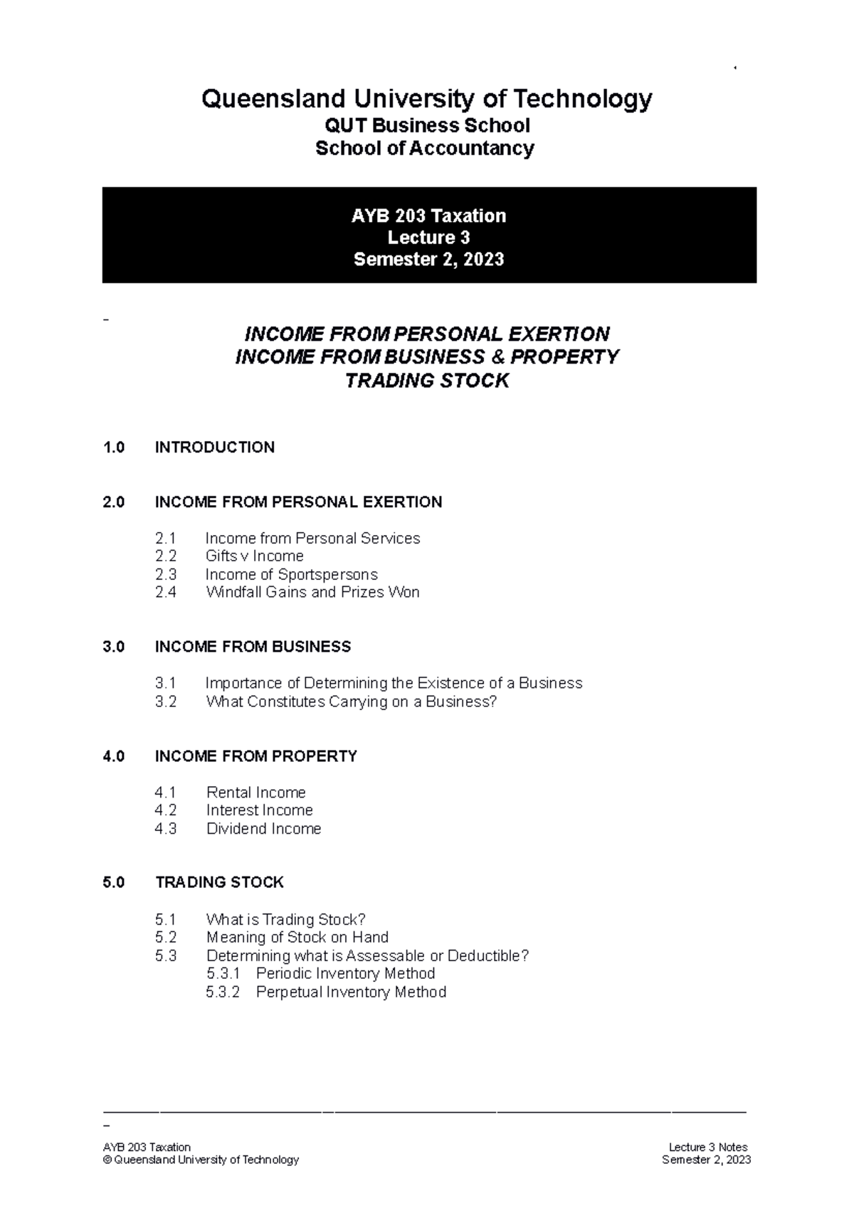 Lecture 3-1 - Queensland University of Technology QUT Business School ...