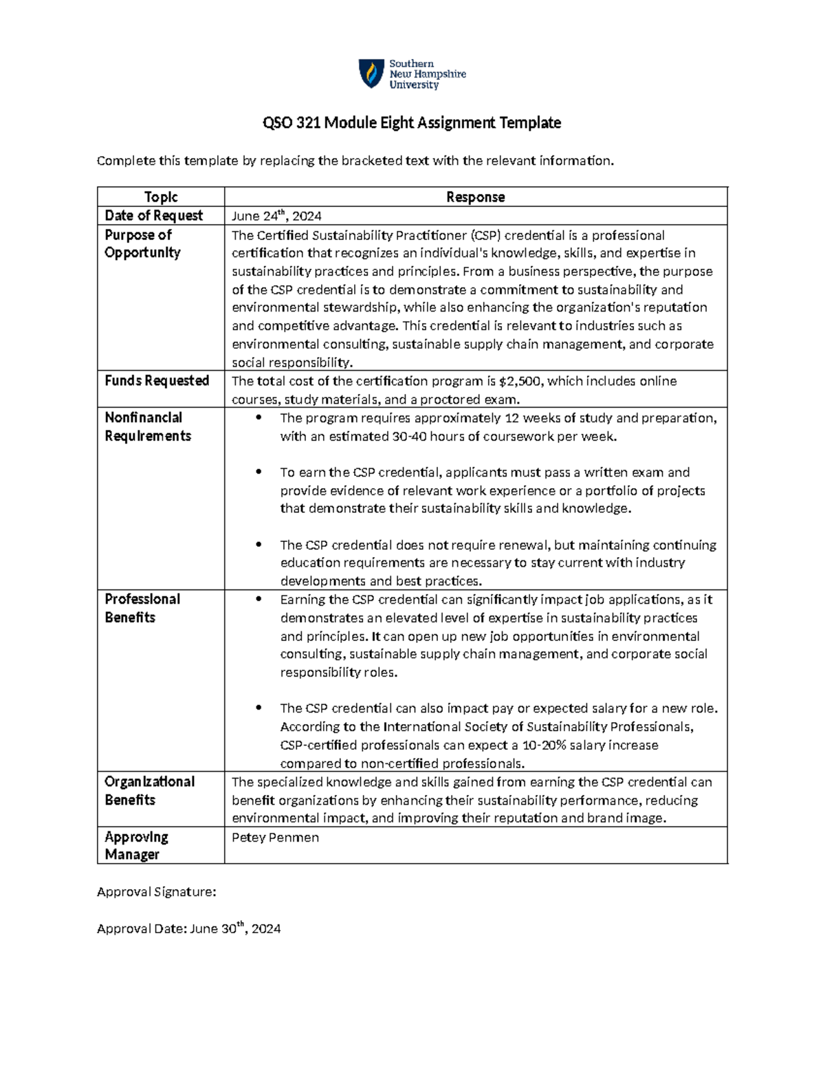 8-2 Assignment Request for Professional Development Funds - QSO 321 ...