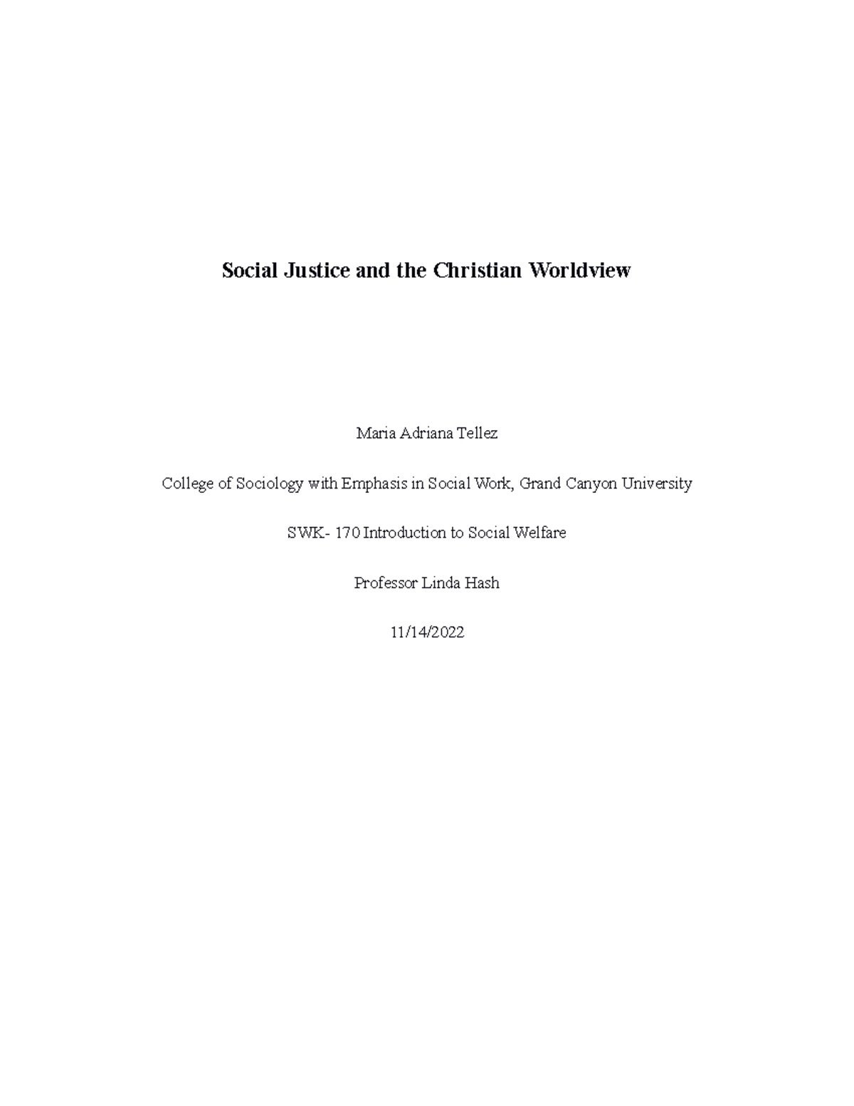 Socila - Essay for social welfare - Social Justice and the Christian ...