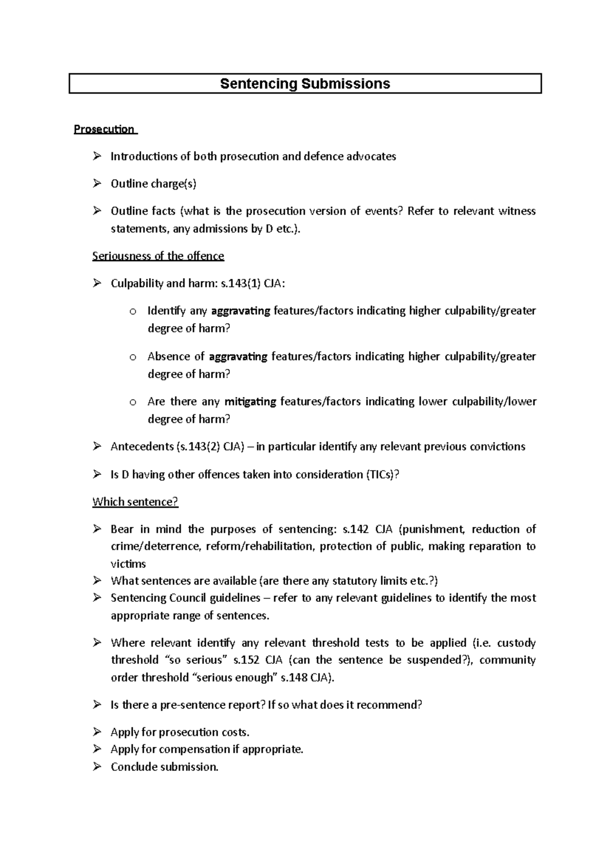 Sentencing submission guide - SGS 9 - Sentencing Submissions Prosecuion ...