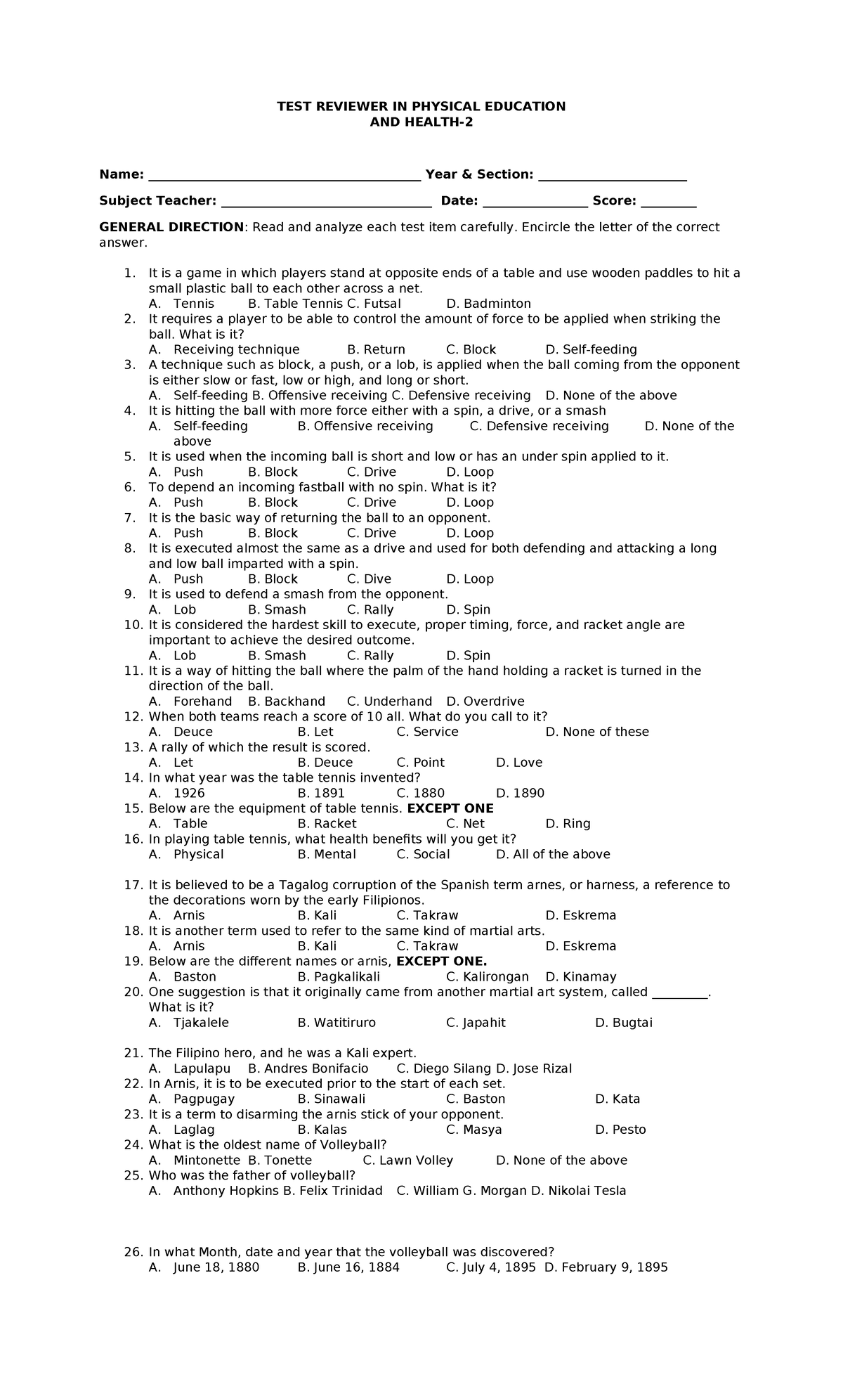 Third Periodical TEST Reviewer IN P - TEST REVIEWER IN PHYSICAL ...