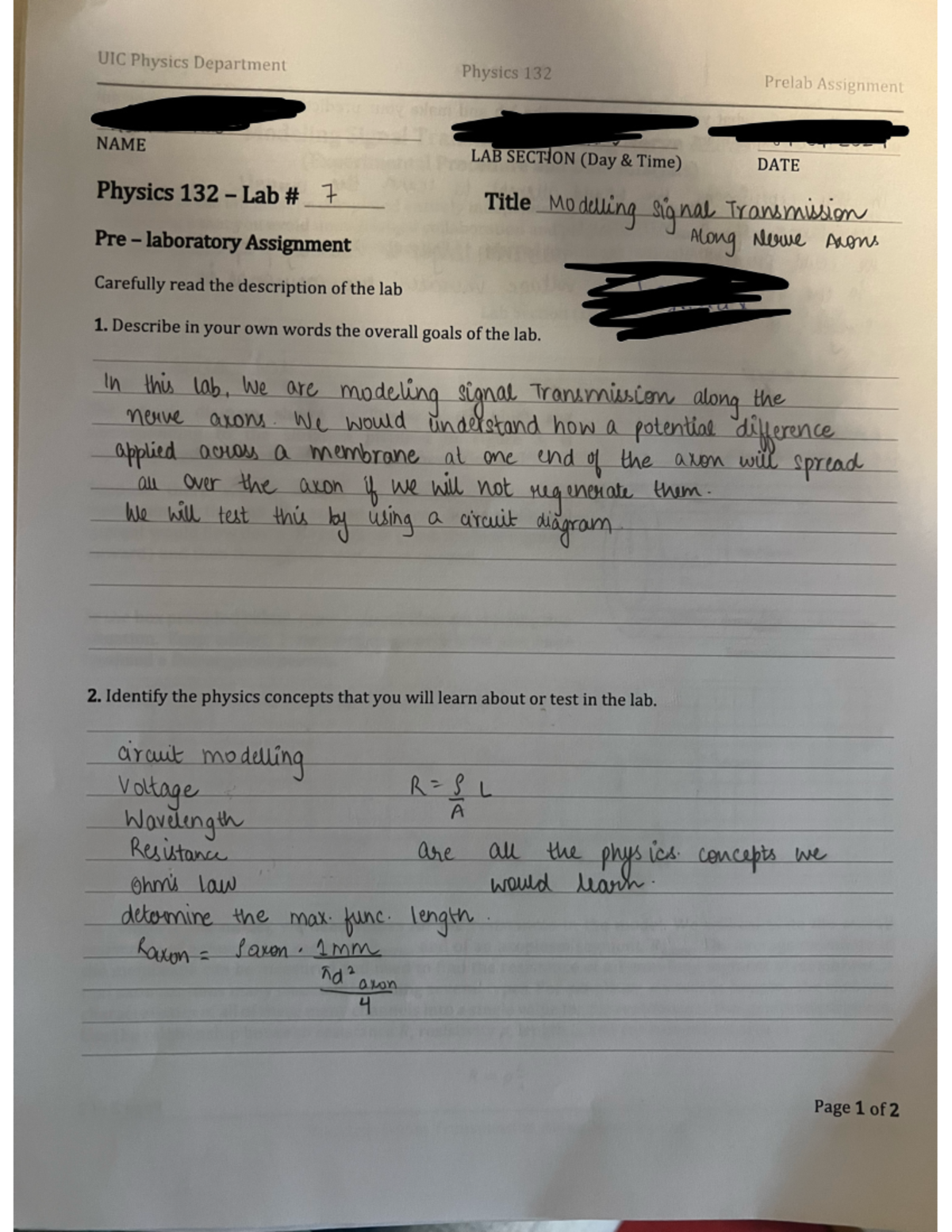 Lab 7 - PHYS 132 - Studocu