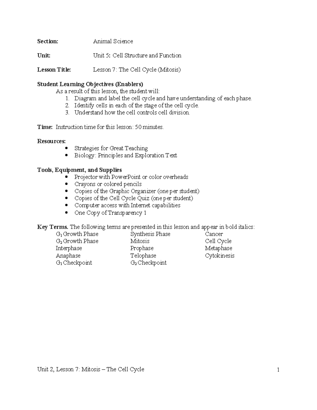 U5L7 - bio assignment - Section: Animal Science Unit: Unit 5: Cell ...
