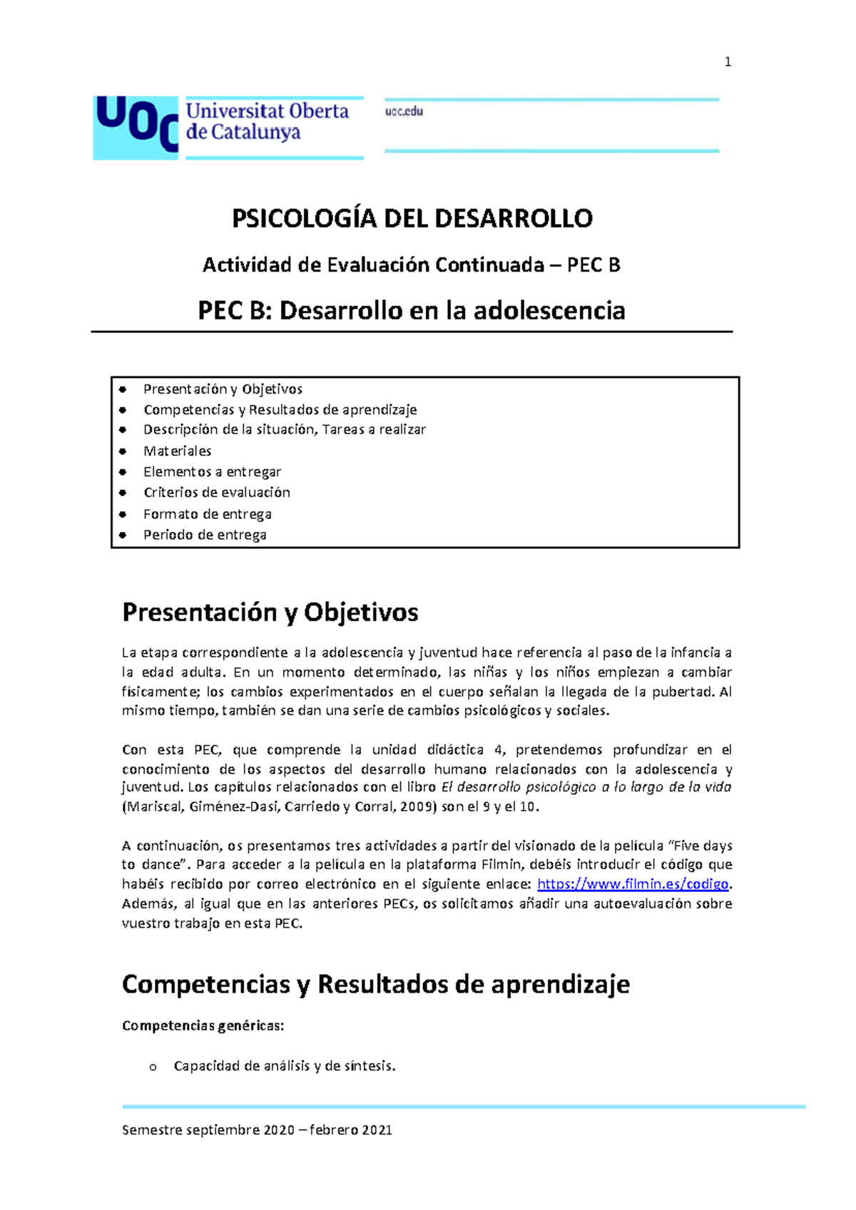 PEC B Psicología del Desarrollo indicaciones de respuesta - PSICOLOGÍA DEL DESARROLLO Actividad ...