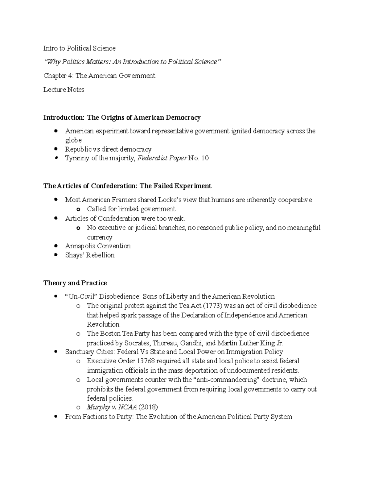 Intro to Political Science Chapter 4 The American Government Lecture ...