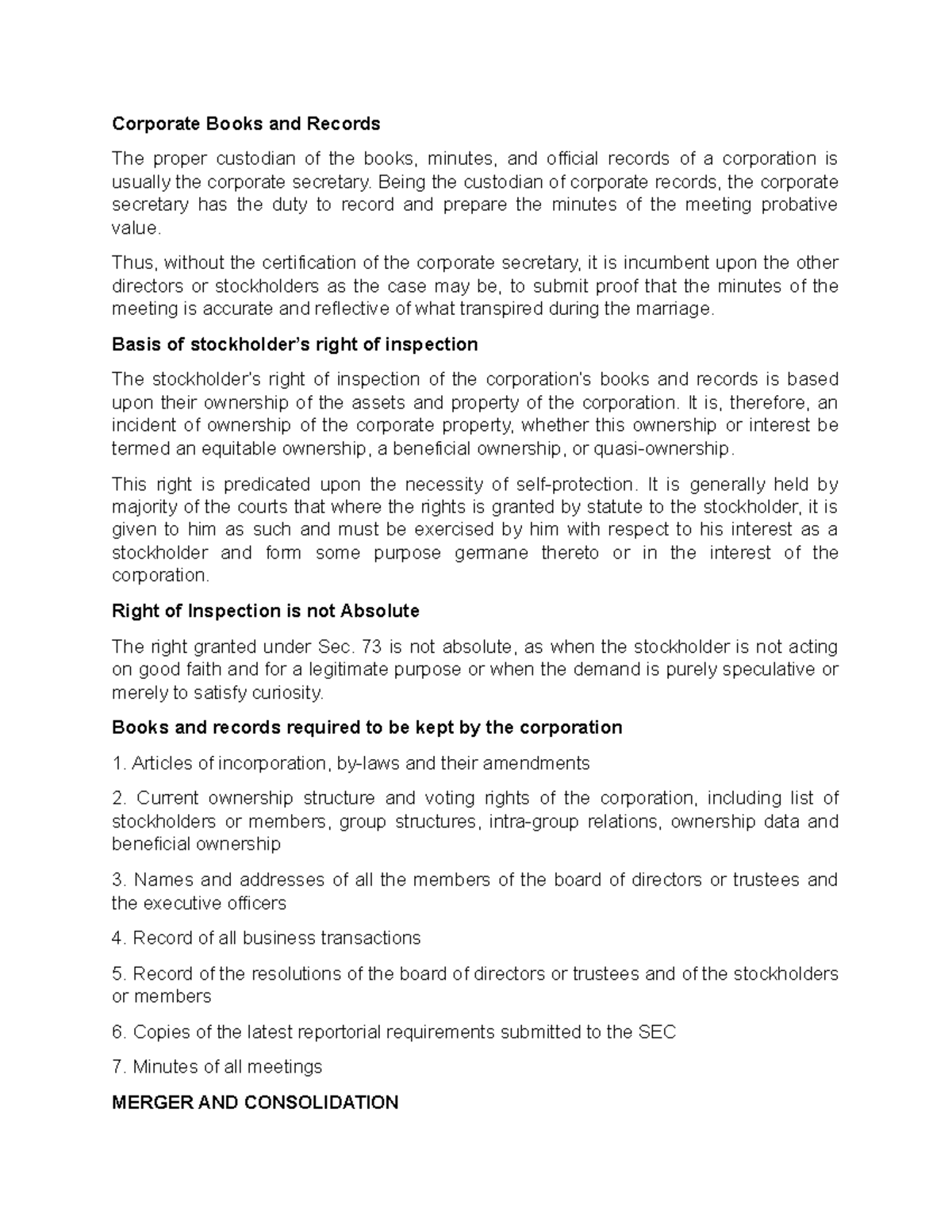 Corporate books appraisal 1 - Corporate Books and Records The proper ...