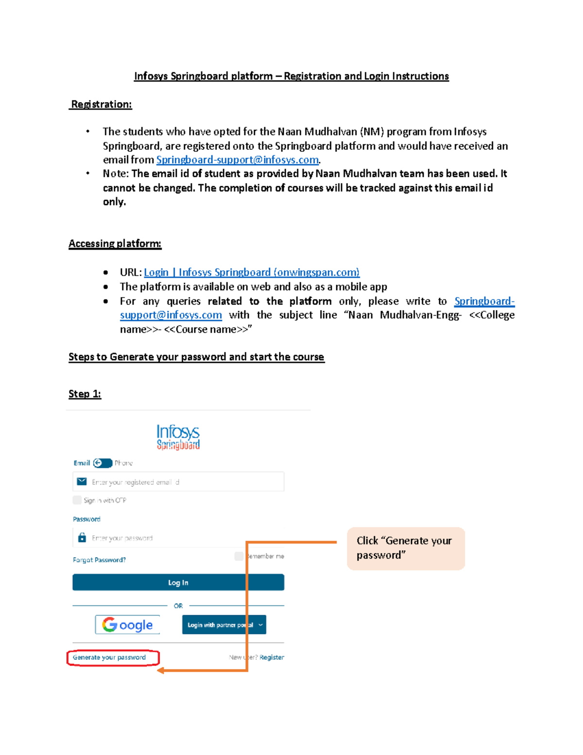 Registration and Login Instructions NM Engg (4) - Infosys Springboard ...