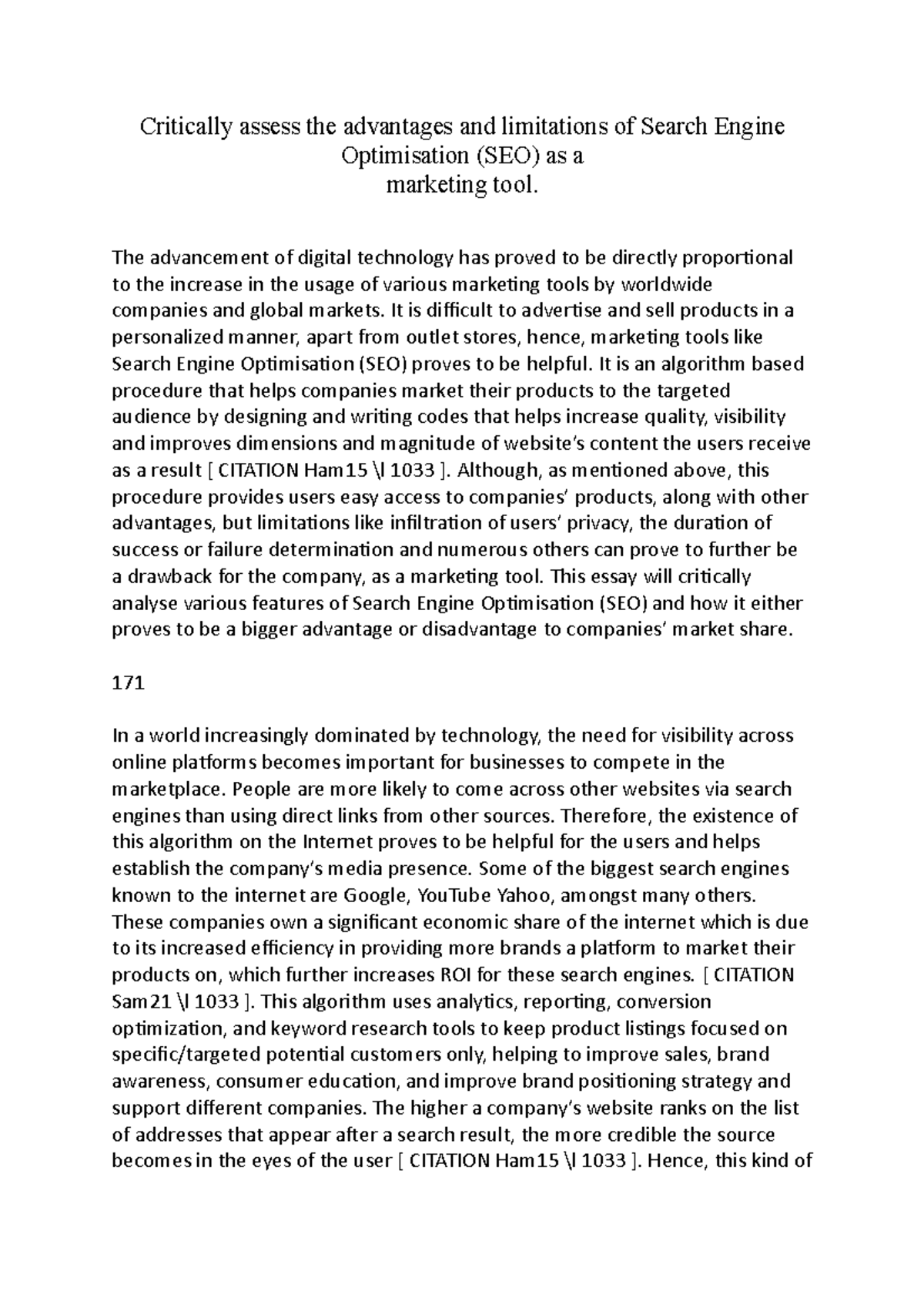 ADI - n/a - Critically assess the advantages and limitations of Search ...