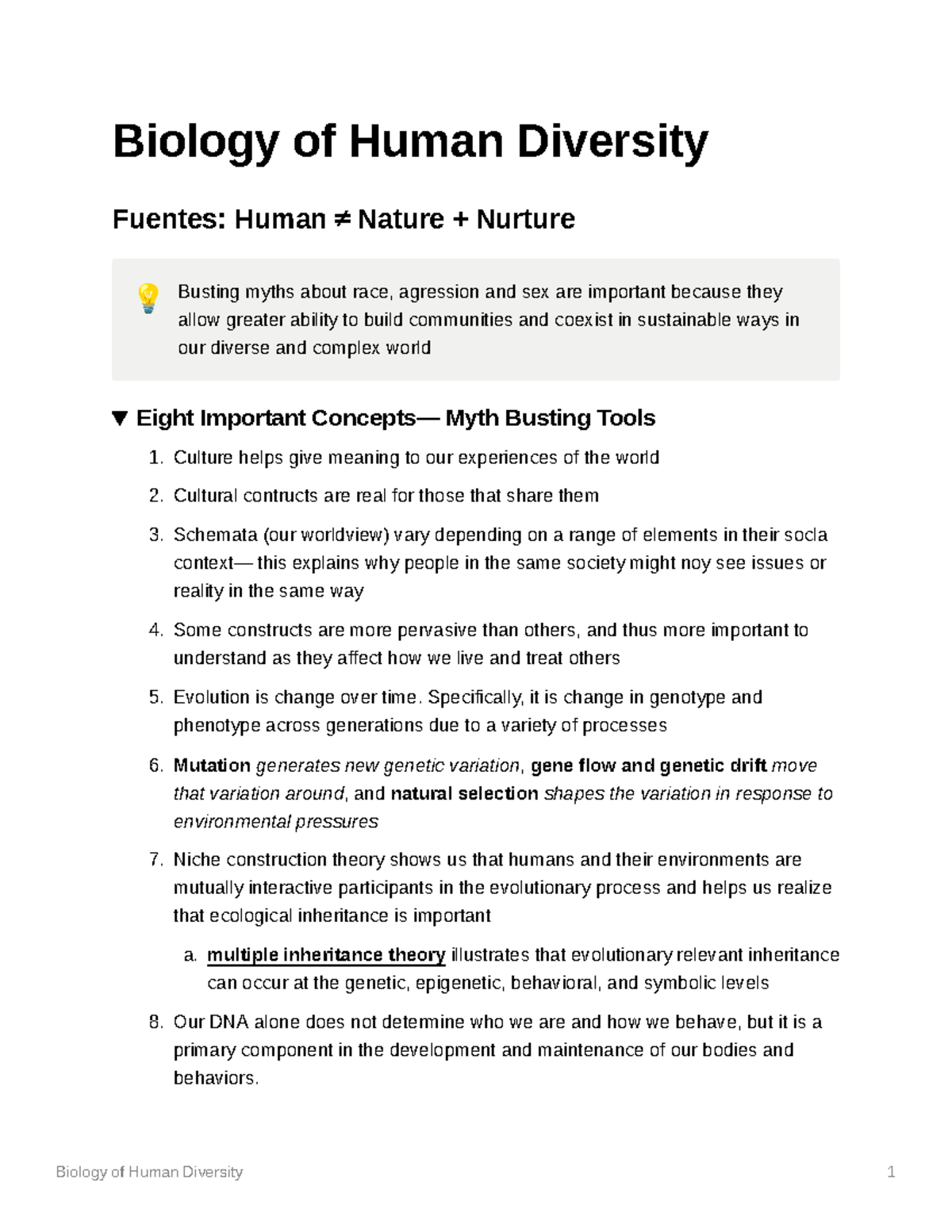 Biology of Human Diversity - Biology of Human Diversity Fuentes: Human ...