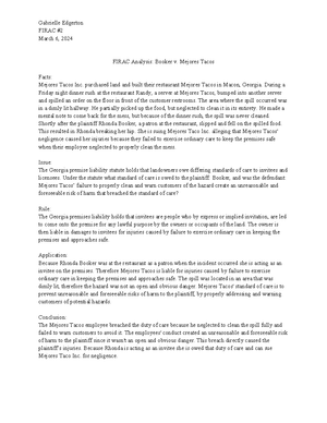 Firac 3 - Professor Margaret Sherman - FIRAC Paper 2 Facts : Alex ...