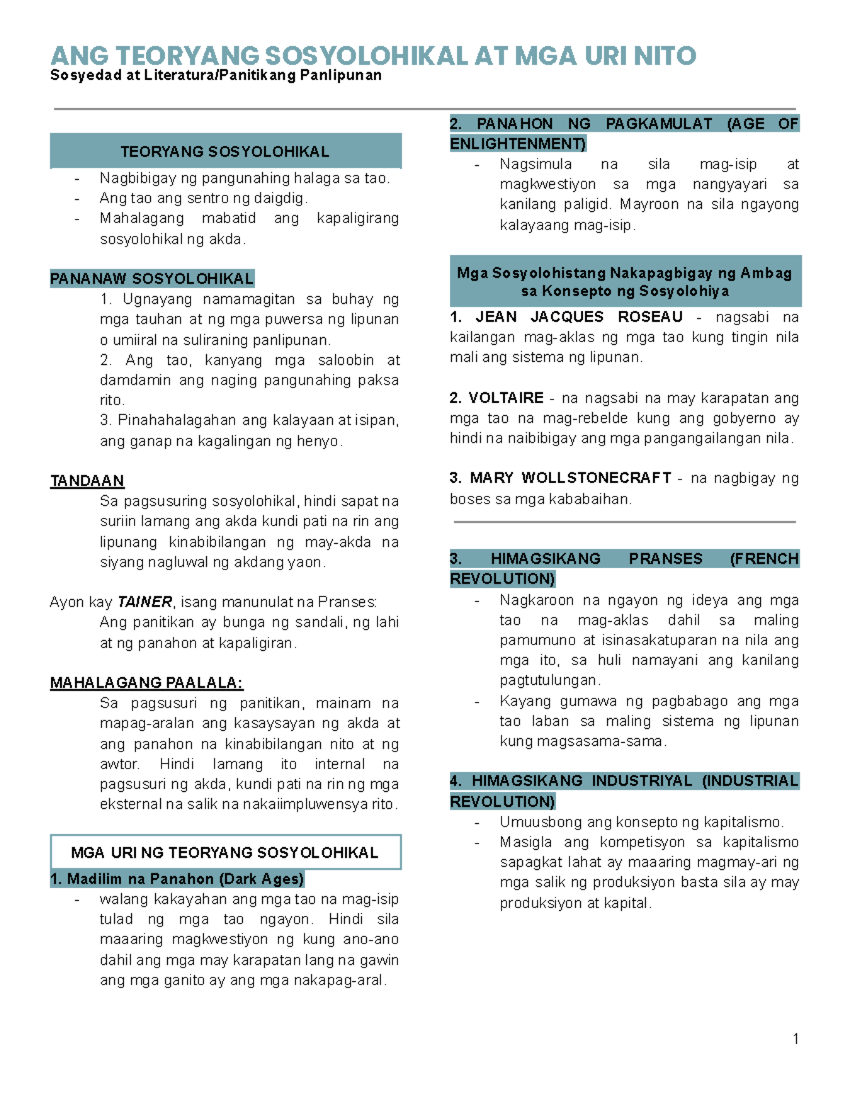 Teoryang Sosyolohikal - ANG TEORYANG SOSYOLOHIKAL AT MGA URI NITO ...