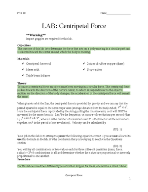 Lab 2 Kinematics Freely Falling Objects - PHY 101 LAB: Kinematics ...