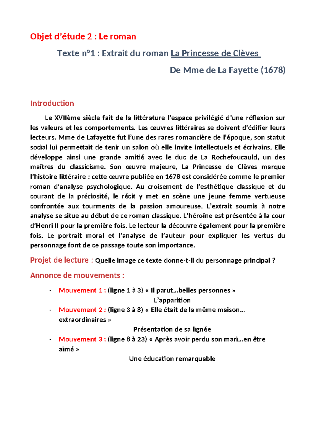 La PDC texte 1 travail perso - Objet d’étude 2 : Le roman Texte n°1 ...