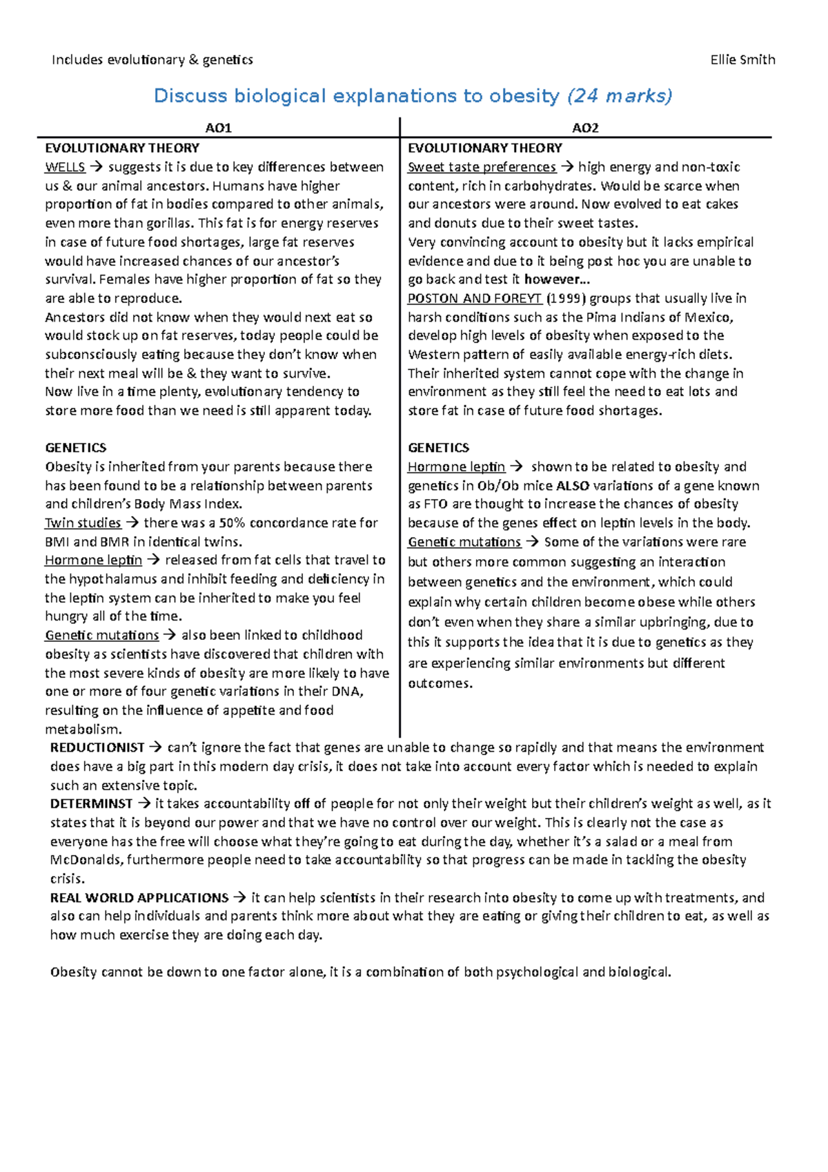 Biological explanations to obesity - Humans have higher proportion of ...