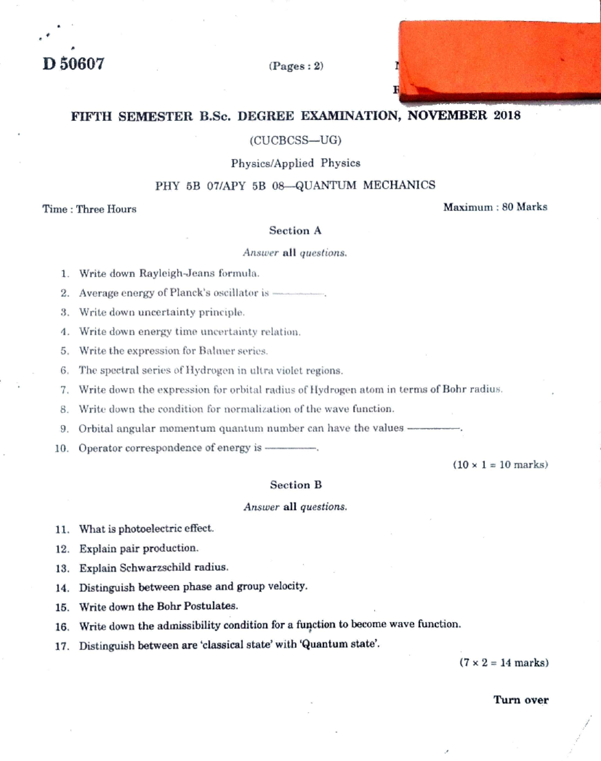 5th sem degree Quantum Mechanics - Bsc Physics - Studocu