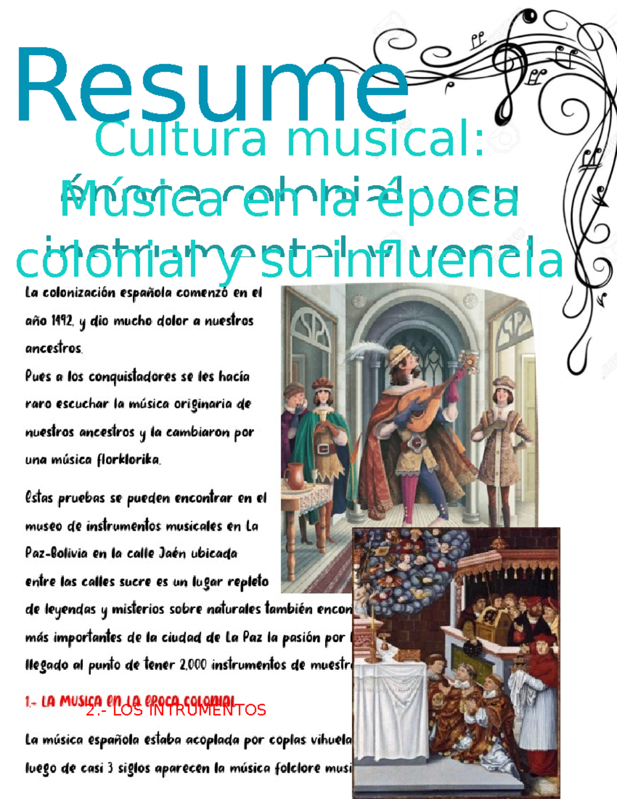 LA Musica EN LA Epoca Colonial es para la materia de educacion musical ...