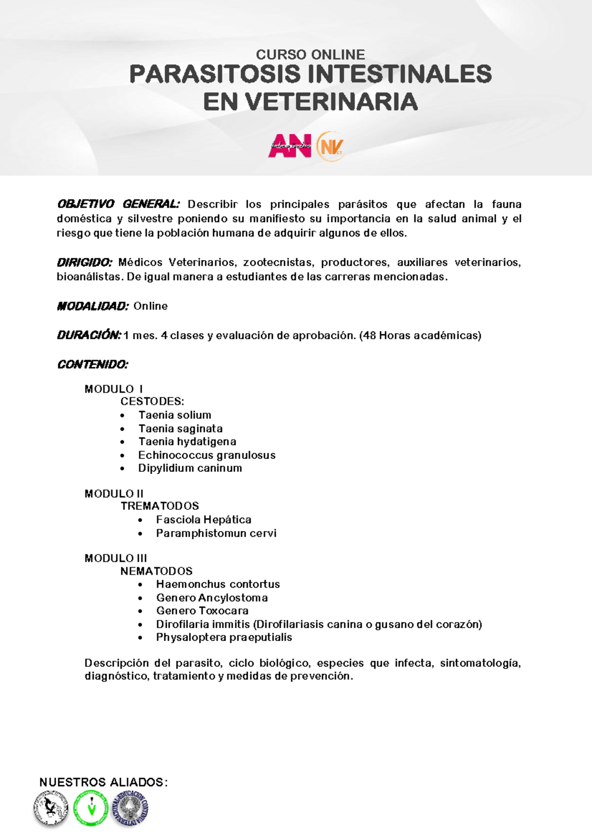 Parasitosis Intestinales EN Veterinaria - NUESTROS ALIADOS: OBJETIVO ...