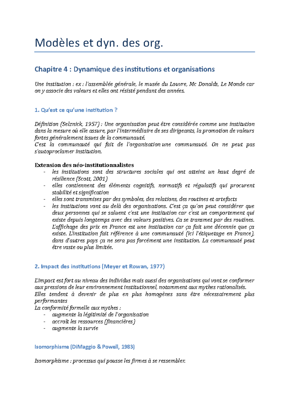 cours 7 modele dynamique - Modèles et dyn. des org. Chapitre 4 ...