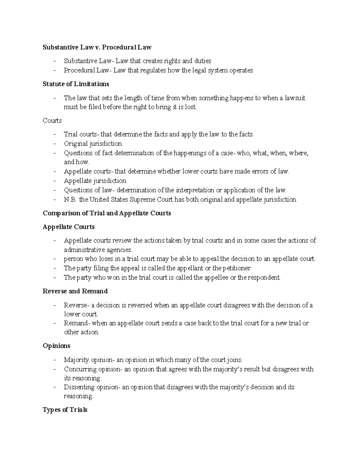 Intro TO LAW Notes 4 - Criminal Law and the Judicial Courts ...