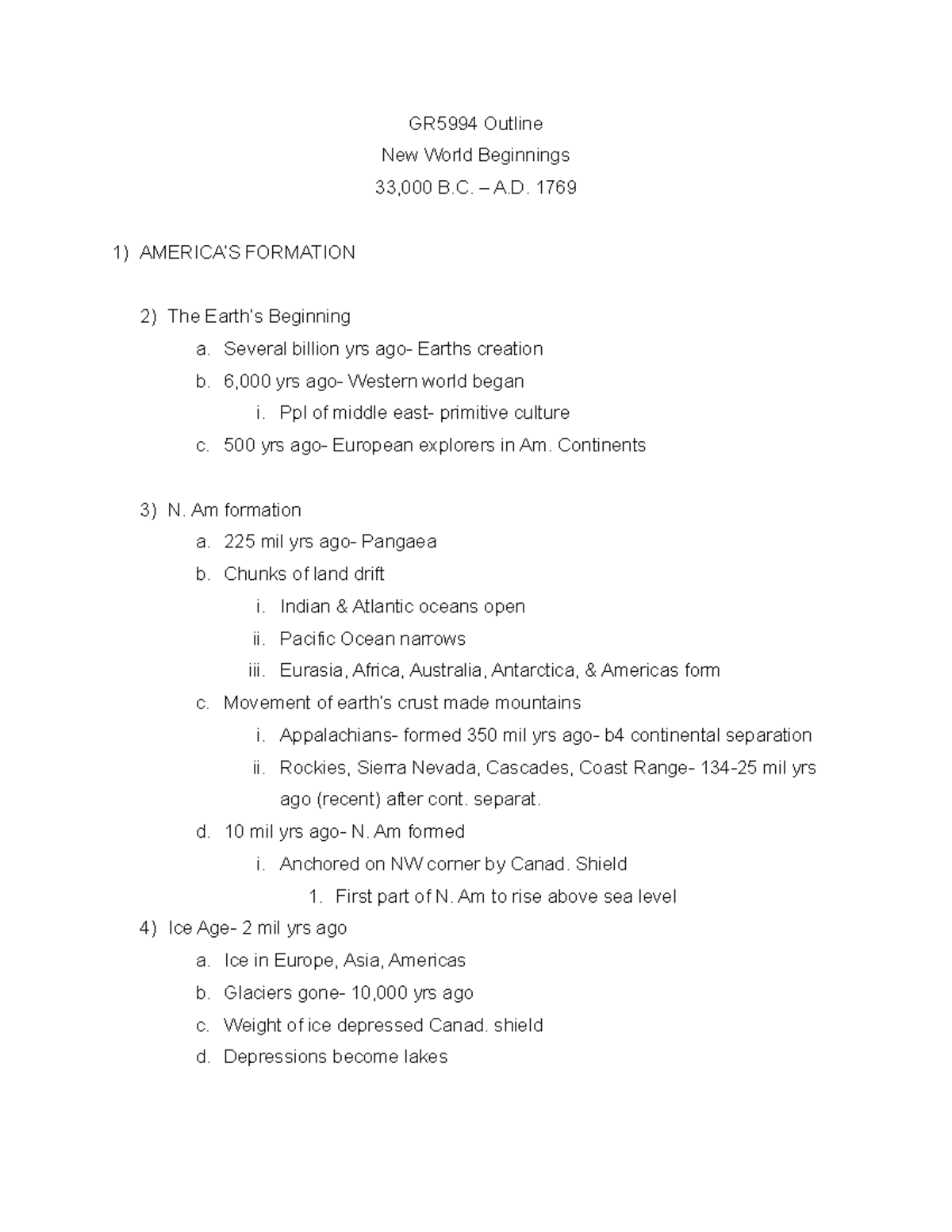 New World Beginnings 33,000 B.C. – A.D. 1769 - GR5994 Outline New World ...