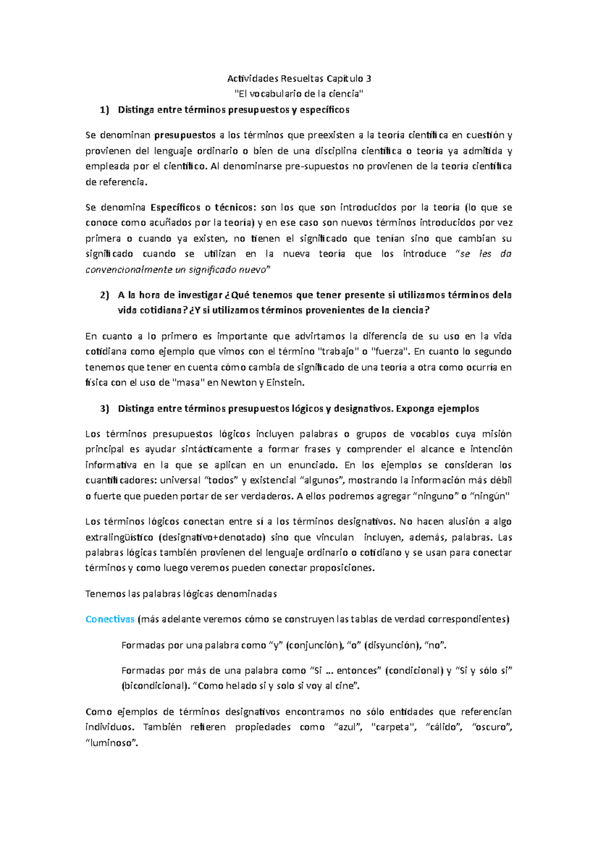 Actividad III Resuelta - Actividades Resueltas Capítulo 3 "El ...