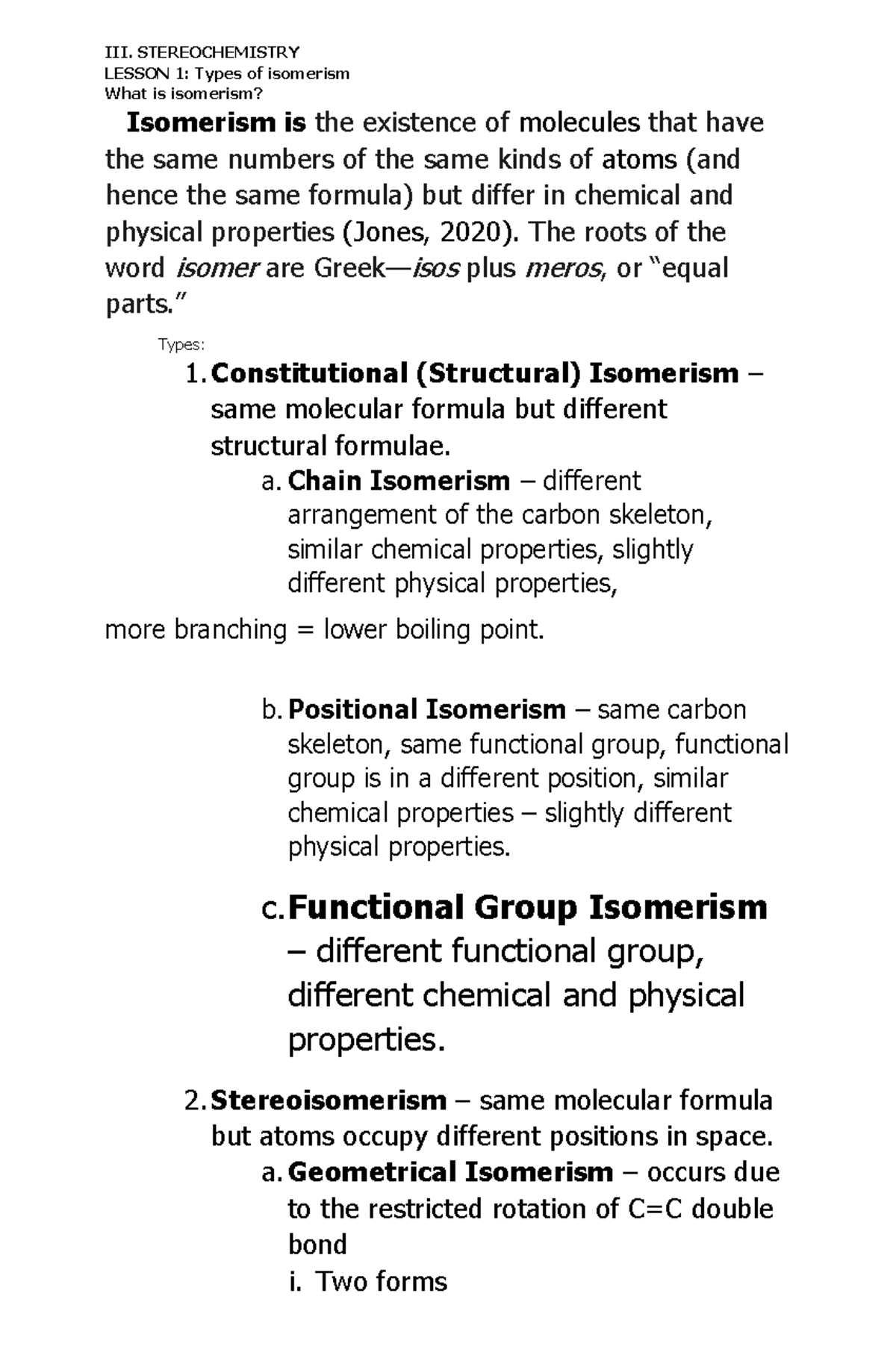 Inbound 7483826317543010940 - III. STEREOCHEMISTRY LESSON 1: Types of ...
