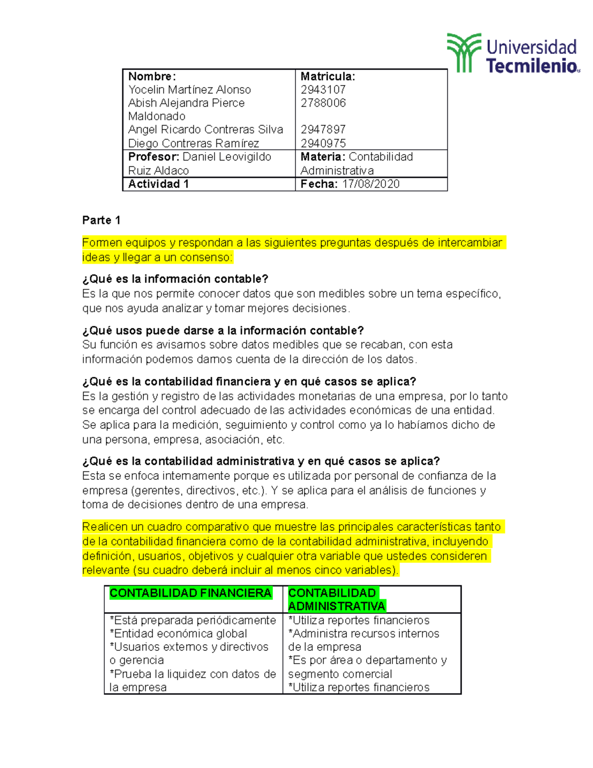 Act1 Conta - Nombre: Yocelin Martínez Alonso Abish Alejandra Pierce ...