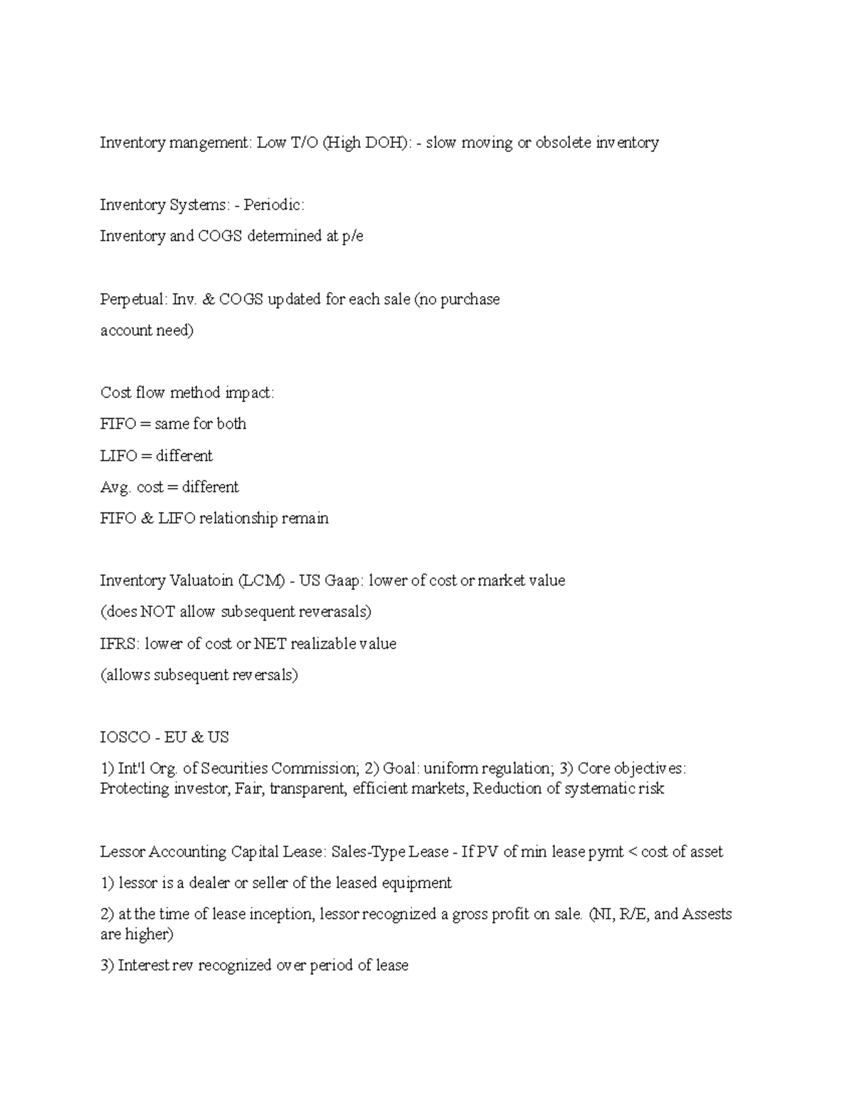 Note 14 - CFA prep - Inventory mangement: Low T/O (High DOH): - slow ...
