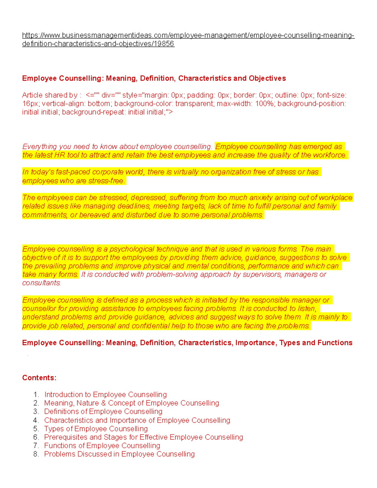 HBO report - stress and counseling - - Studocu