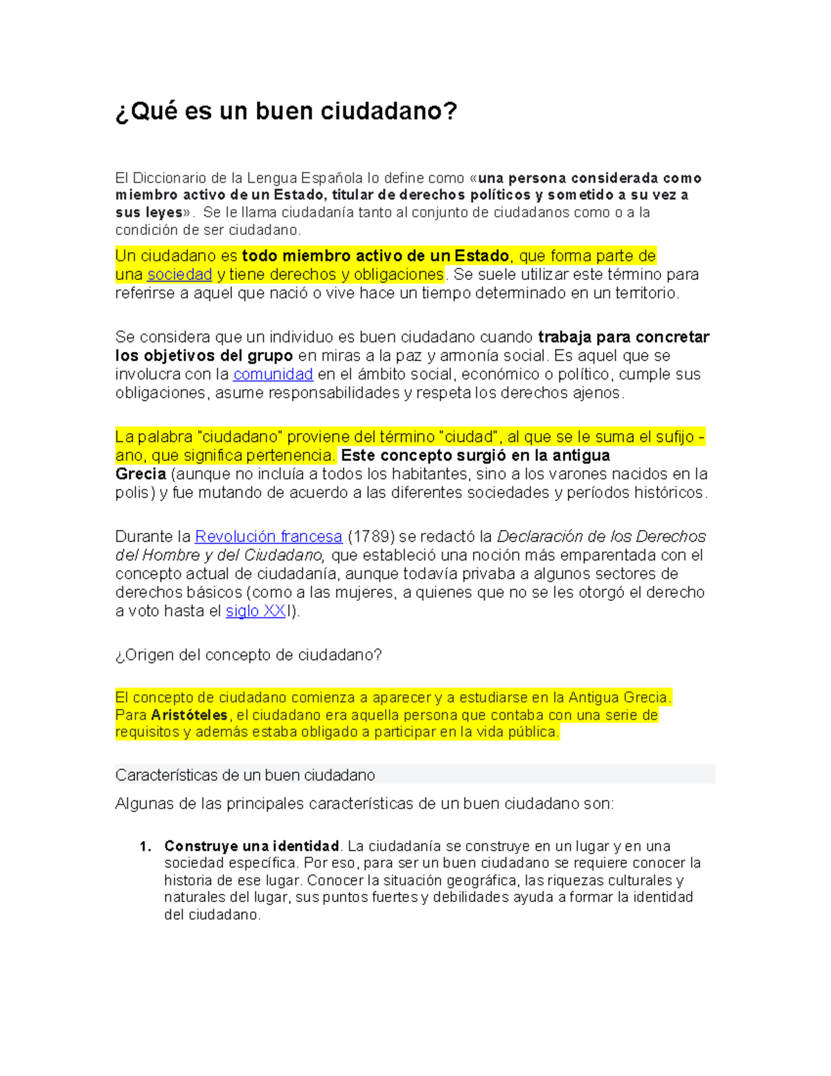 Un Buen ciudadano debe - ¿Qué es un buen ciudadano? El Diccionario de ...
