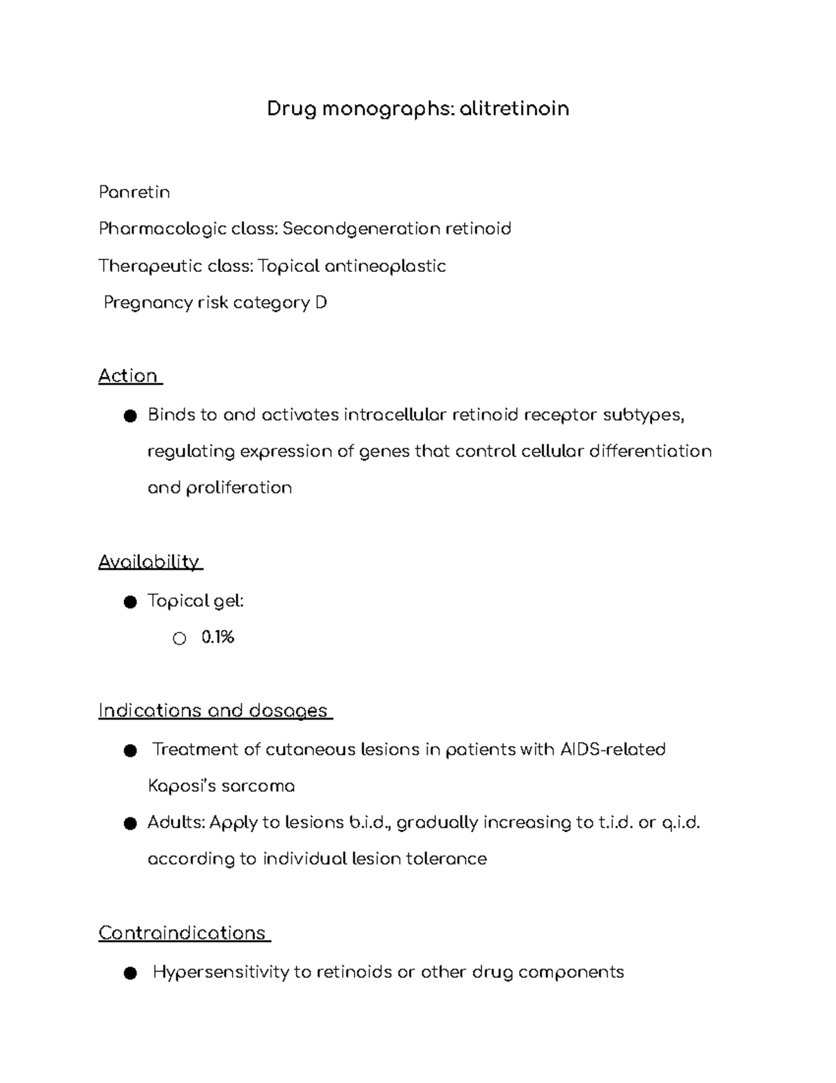 Drug monographs alitretinoin - Drug monographs: alitretinoin Panretin ...