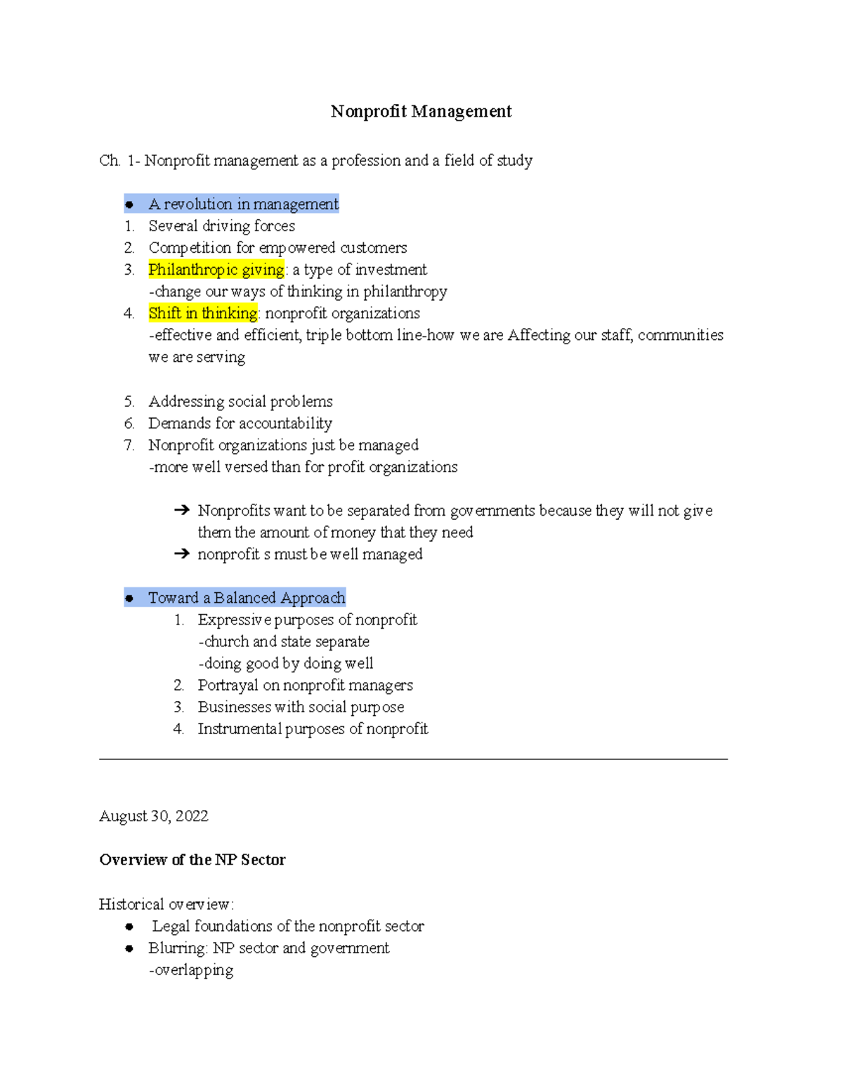 NPM-Class notes - This was for a Master's level course. - Nonprofit ...