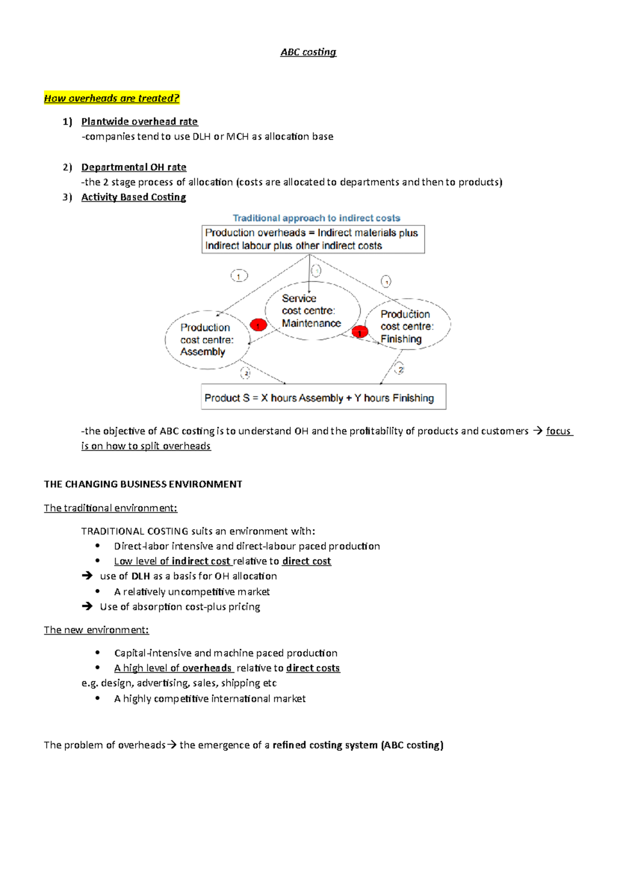 5 ABC costing - Summary Accounting - ABC costing How overheads are ...