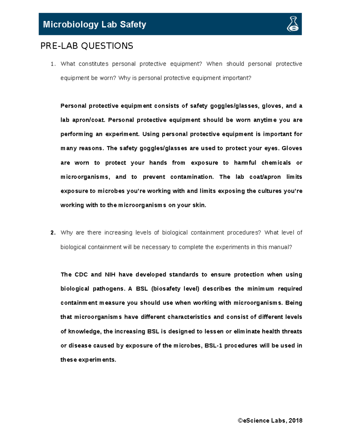 KJohnson BIO 275 Lab 2 - Microbiology Lab Safety - PRE-LAB QUESTIONS ...