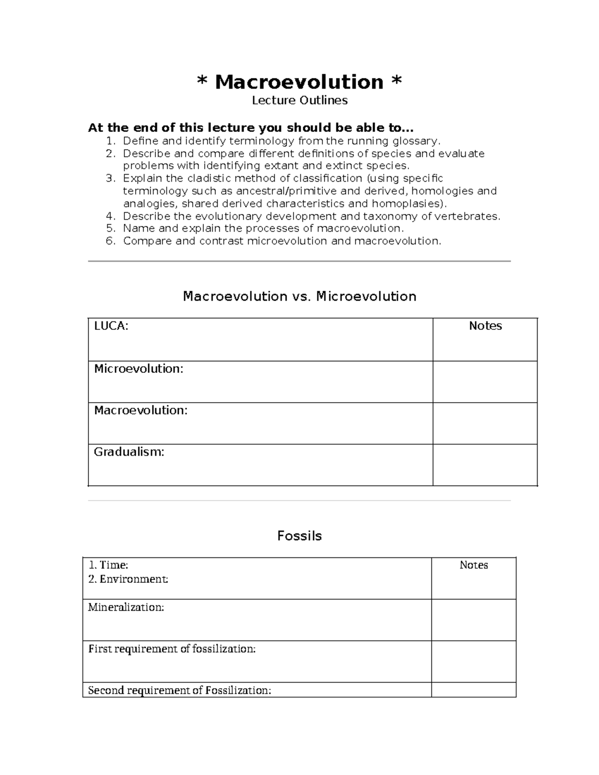 Module 10 Lecture Outline - * Macroevolution * Lecture Outlines At the end of this lecture you ...