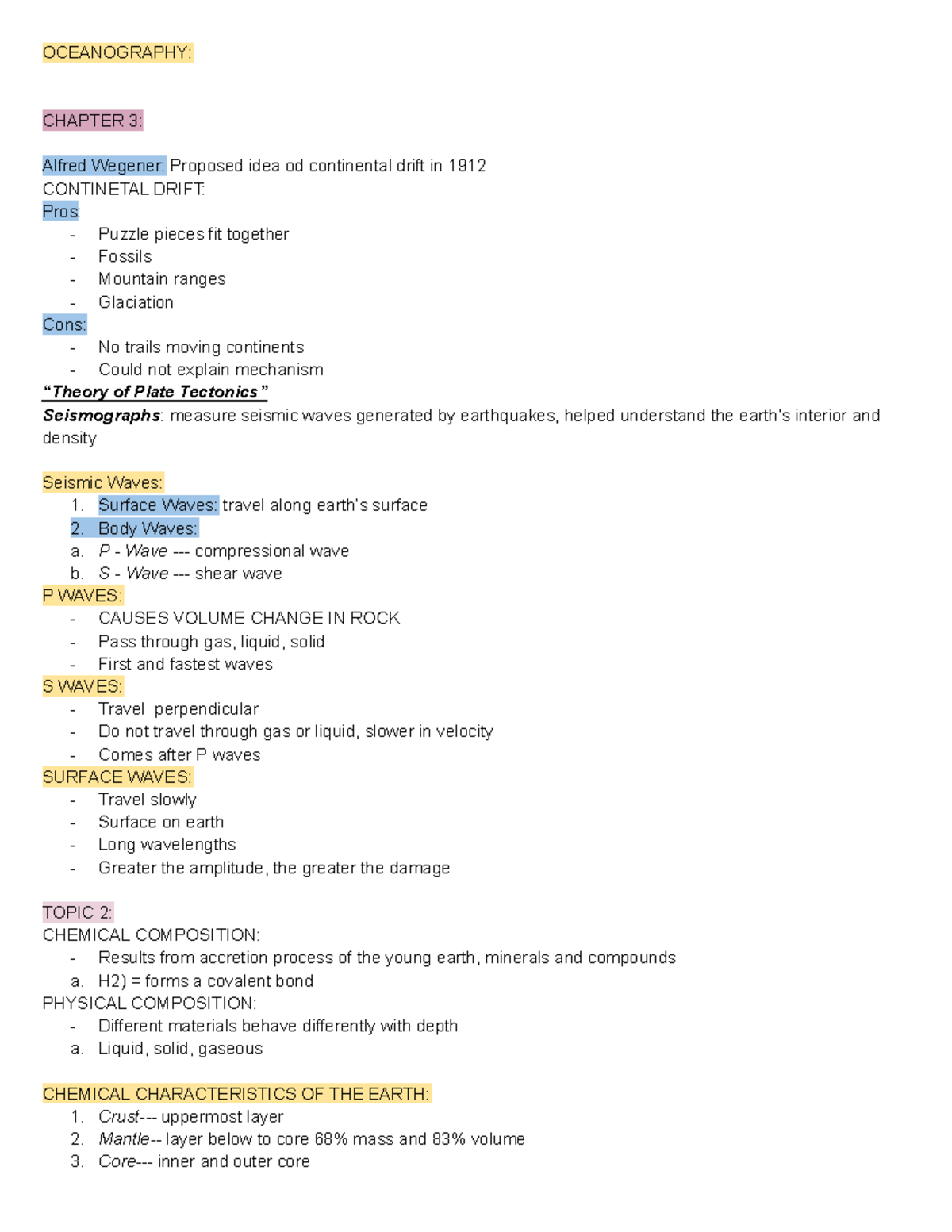 Oceanography - exam 1 - Ursula Quillman - NR 130 - EXAM 1 ...