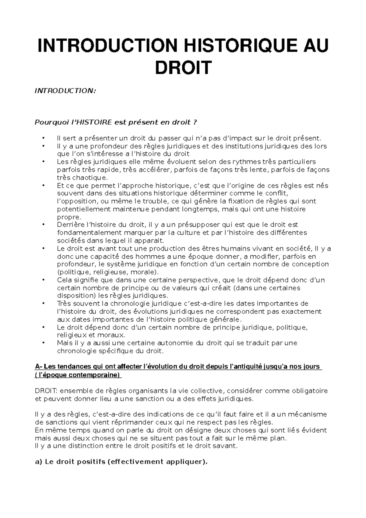 Histoire Amphi - INTRODUCTION HISTORIQUE AU DROIT INTRODUCTION: Pourquoi l’HISTOIRE est présent ...