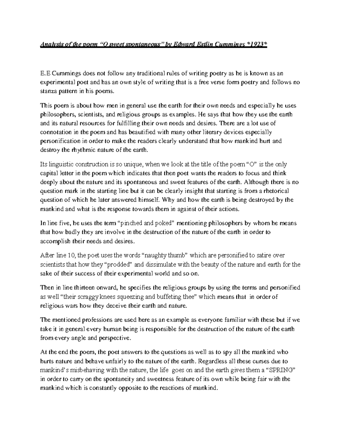 AAmir khan Analysis of the poem - Analysis of the poem “O sweet ...