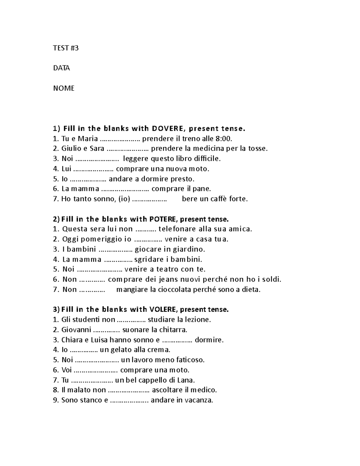 TEST #3 101 potere volere dovere sapere descrizione vestiti da foto ...