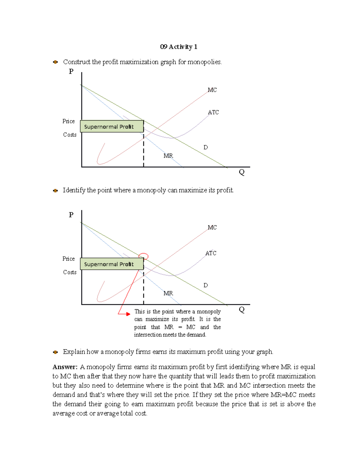Managerial Economics 09 Activity 1 - 09 Activity 1 Construct the profit ...