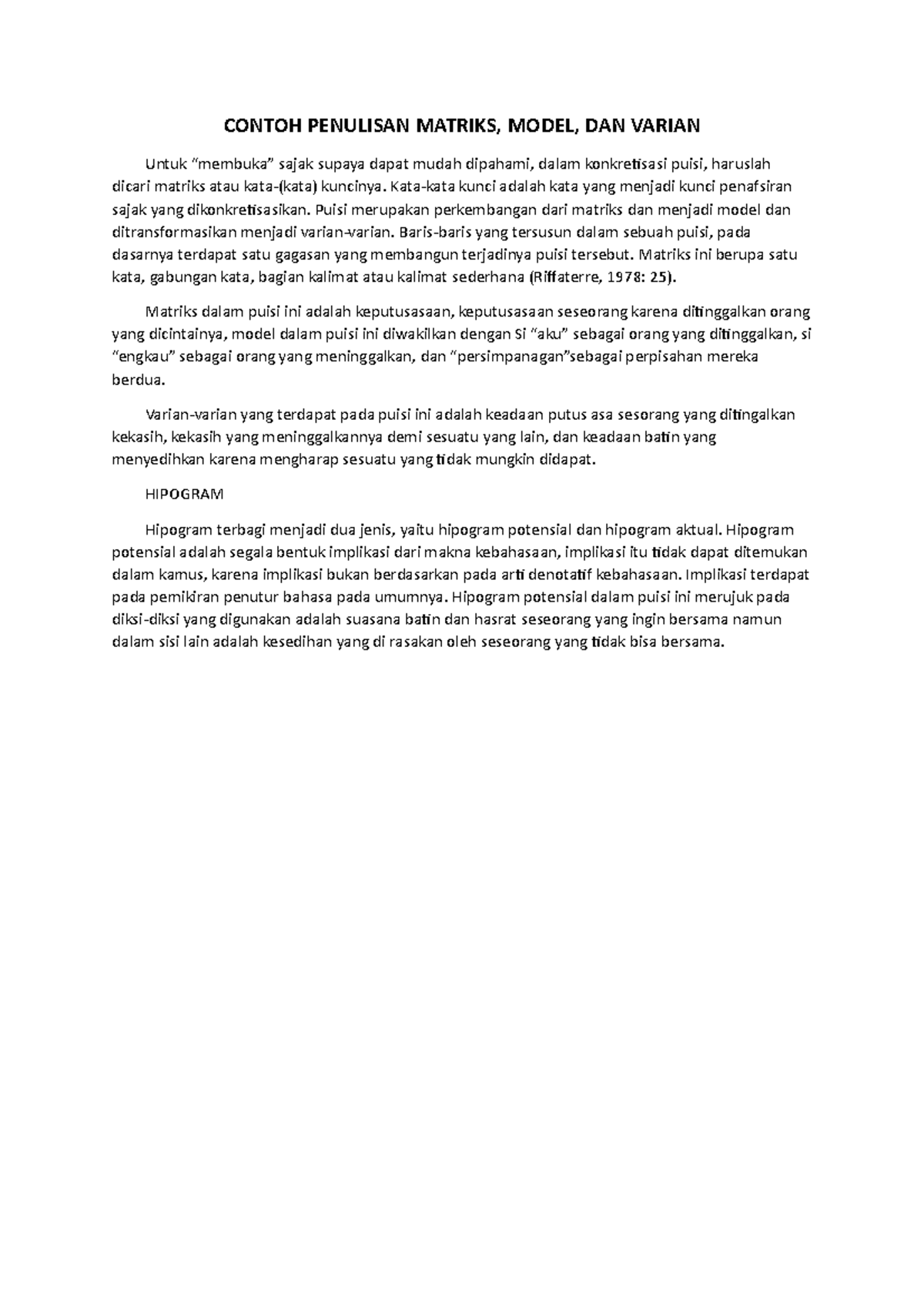 Contoh Penulisan Matriks, Model, DAN Varian - CONTOH PENULISAN MATRIKS ...