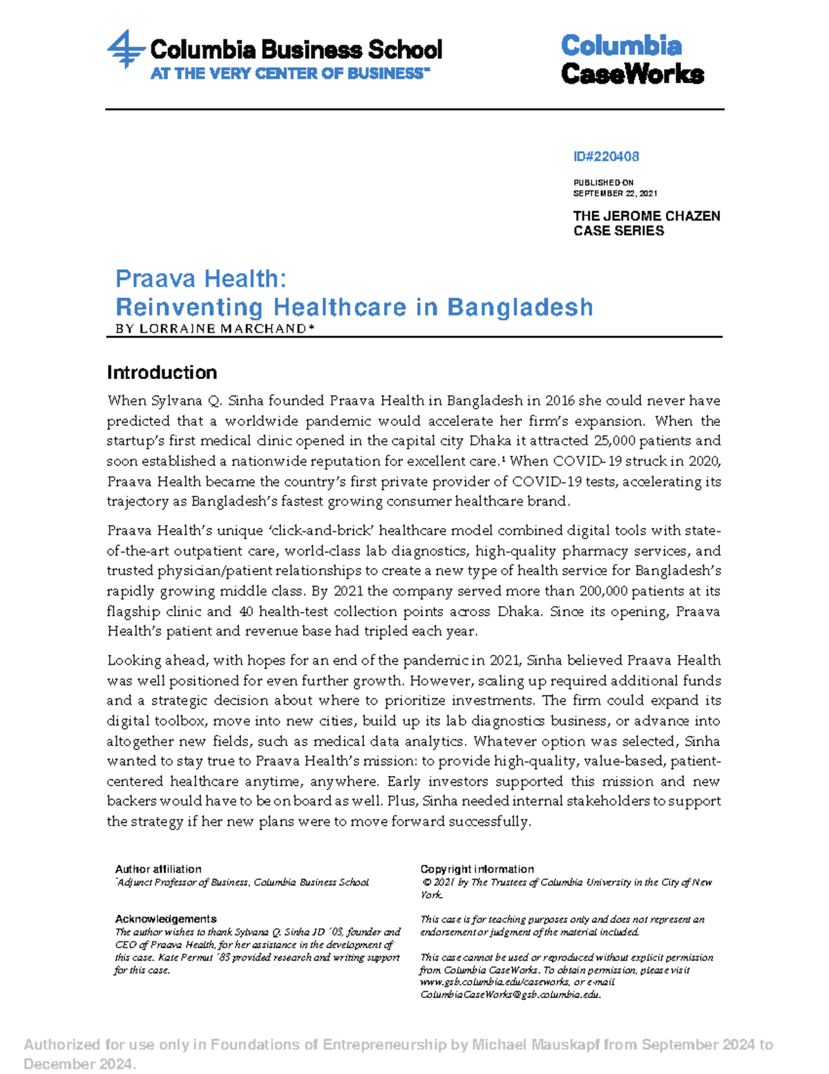 Praava Health Doc - Readings - Author * affiliation Adjunct Professor ...